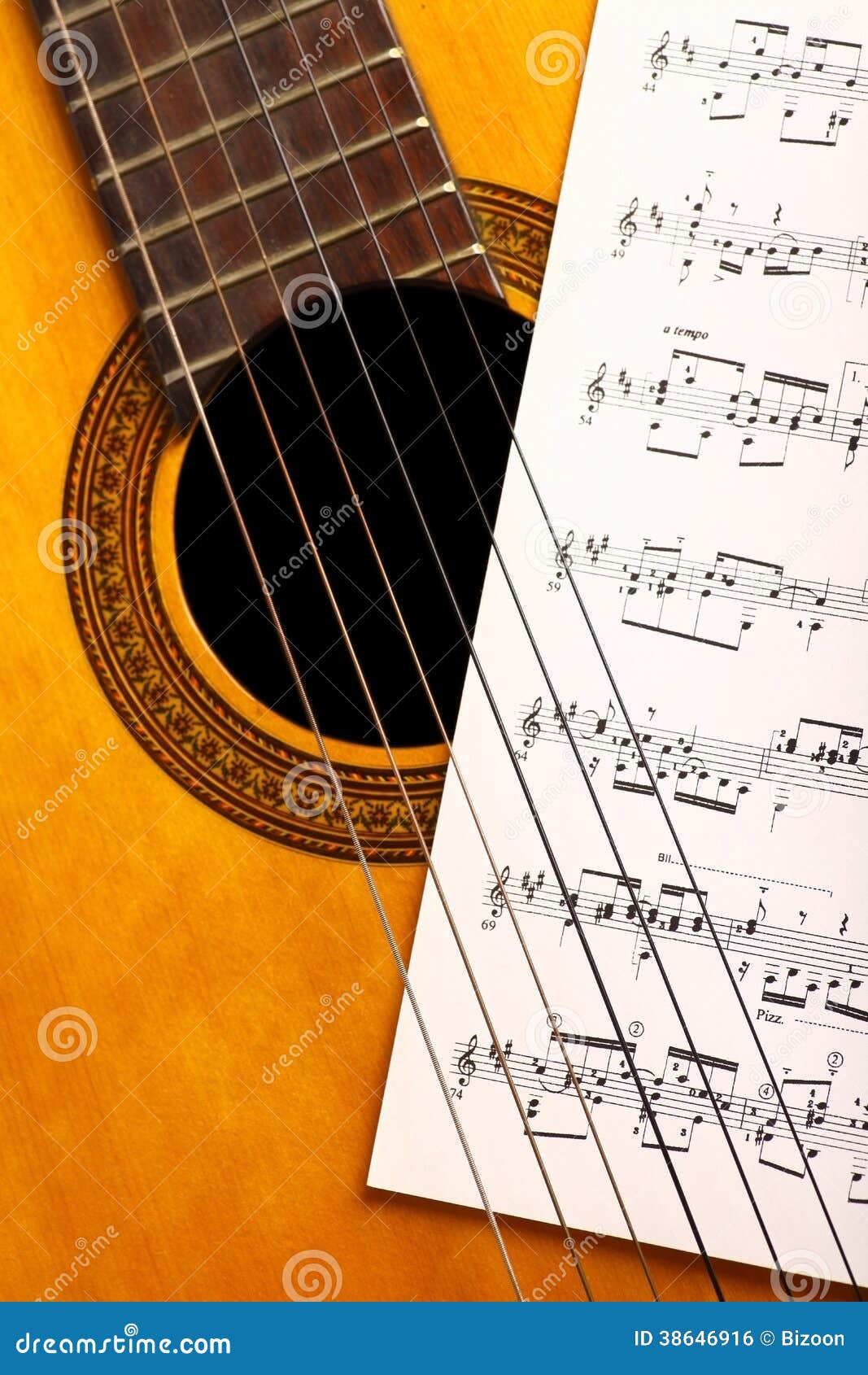 Classical guitar and notes stock photo. Image of jazz - 38646916