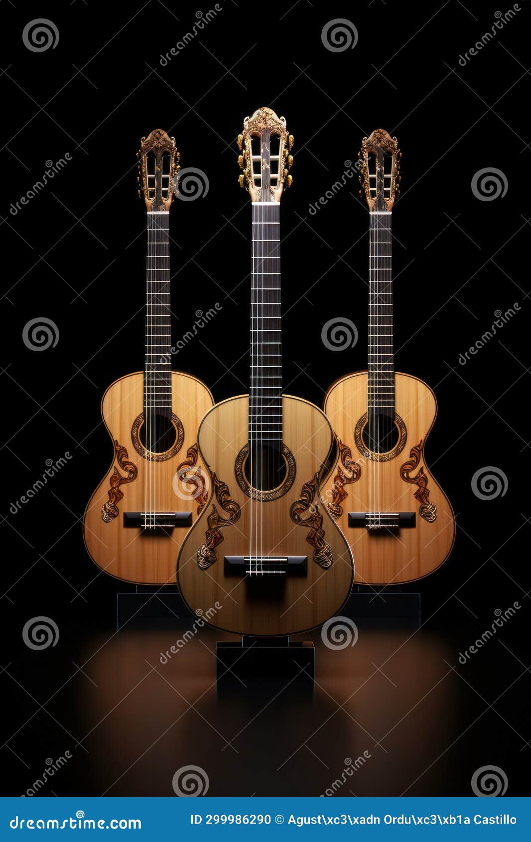 Classical Guitars on a Black Background. Stock Photo - Image of rock ...