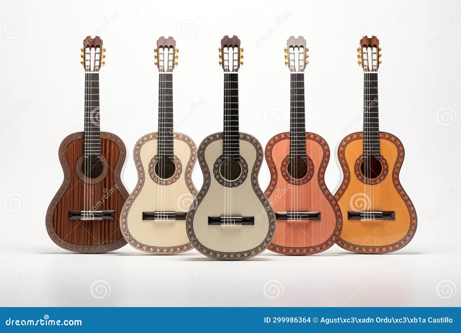 Classical Guitars on a White Background. Stock Photo - Image of play ...