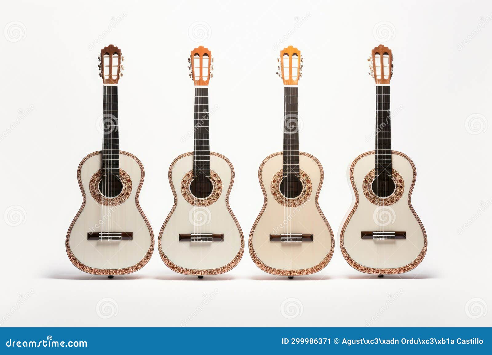 Classical Guitars on a White Background. Stock Image - Image of ...