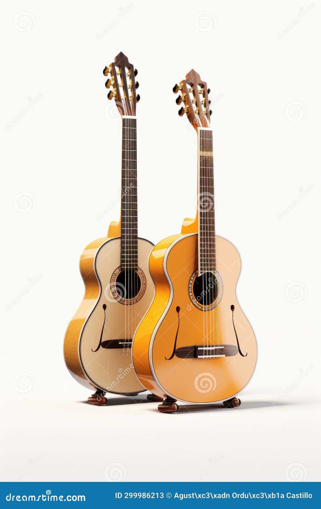 Classical Guitars on a White Background. Stock Image - Image of melody ...
