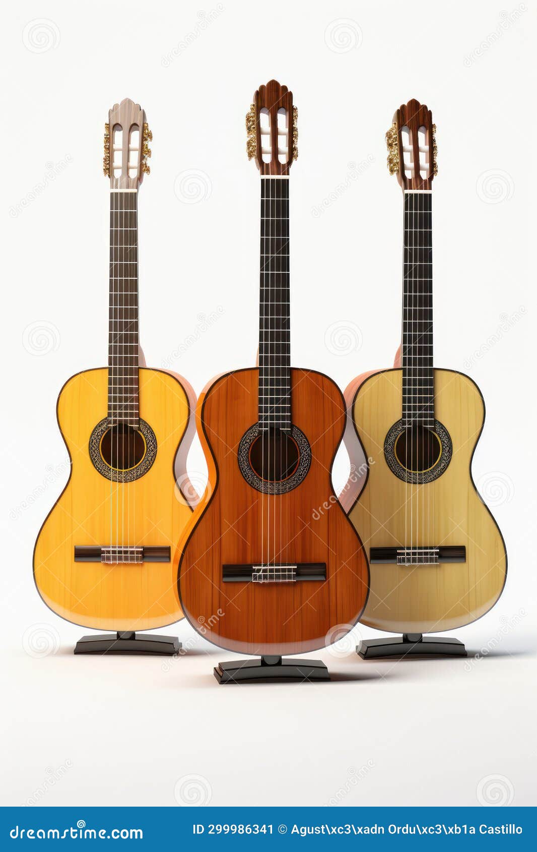 Classical Guitars on a White Background. Stock Image - Image of ...