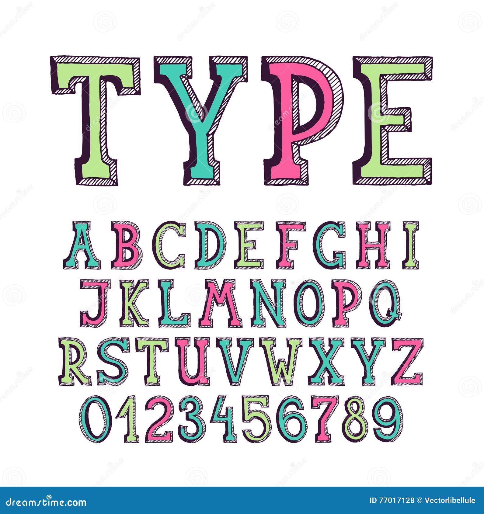 Classical Hand Drawn Serif Font With Numerals For Banners Vector ...