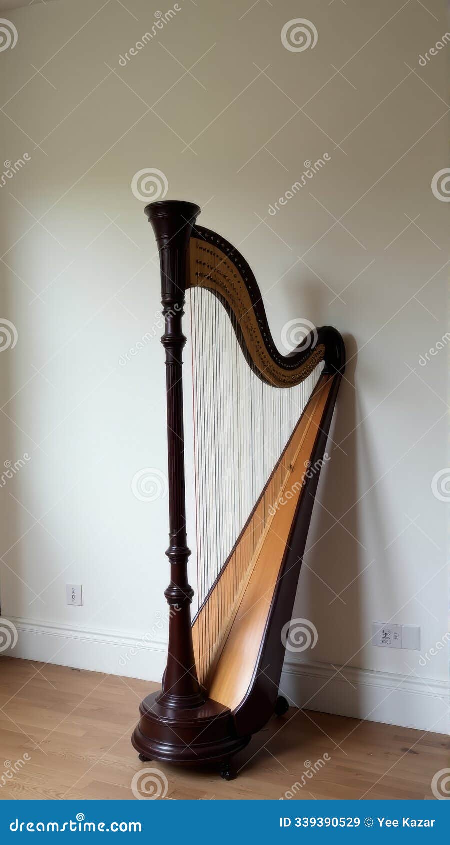Classical Harp in a Room stock illustration. Illustration of orchestra ...