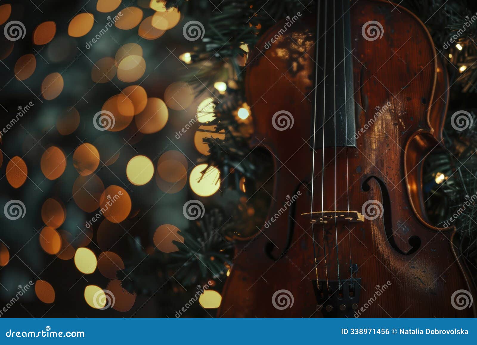 Classical Instruments Sparkling with Light As Music Notes Float in a ...