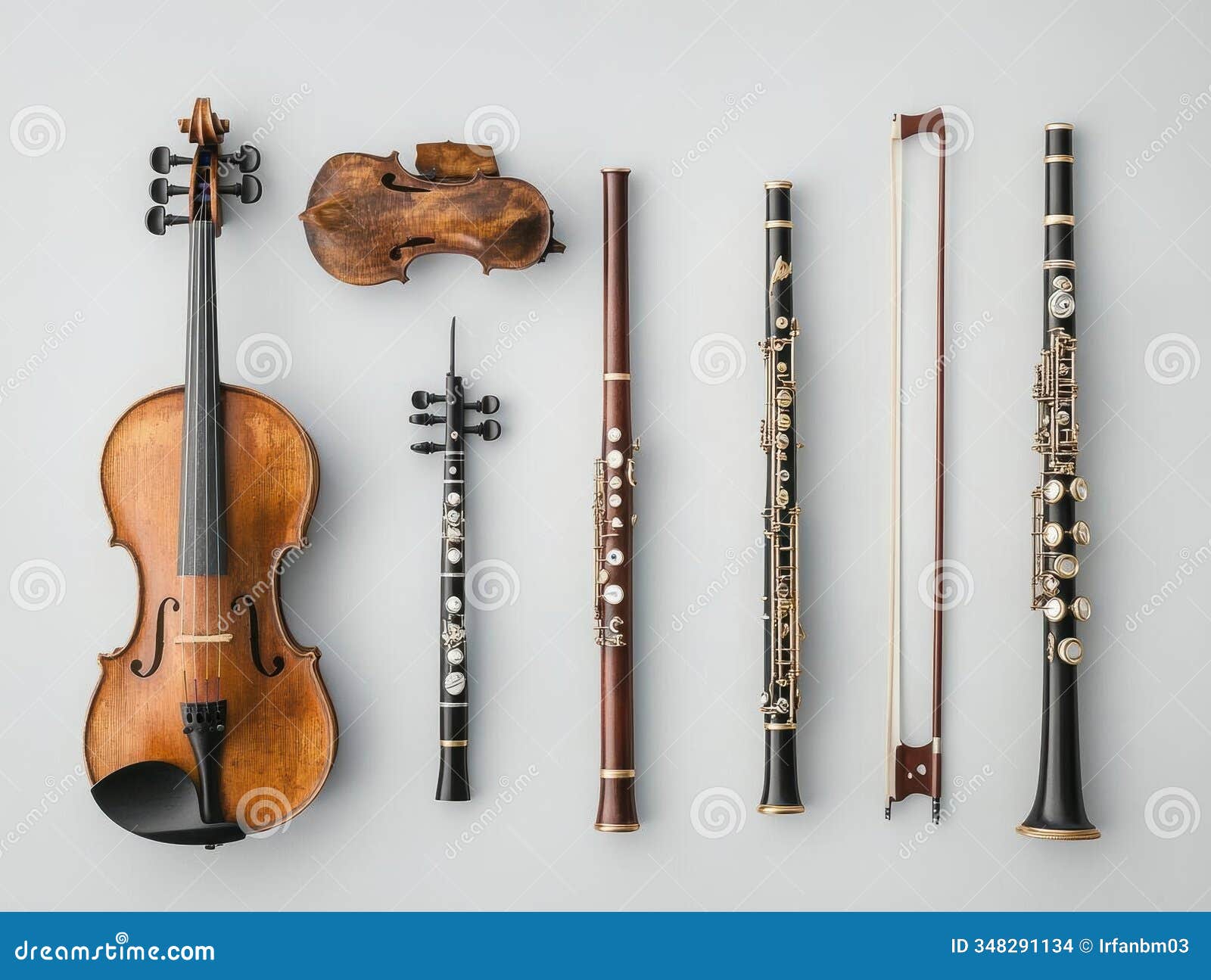Classical Instruments, Violin, Flute, Oboe and Bow Stock Photo - Image ...