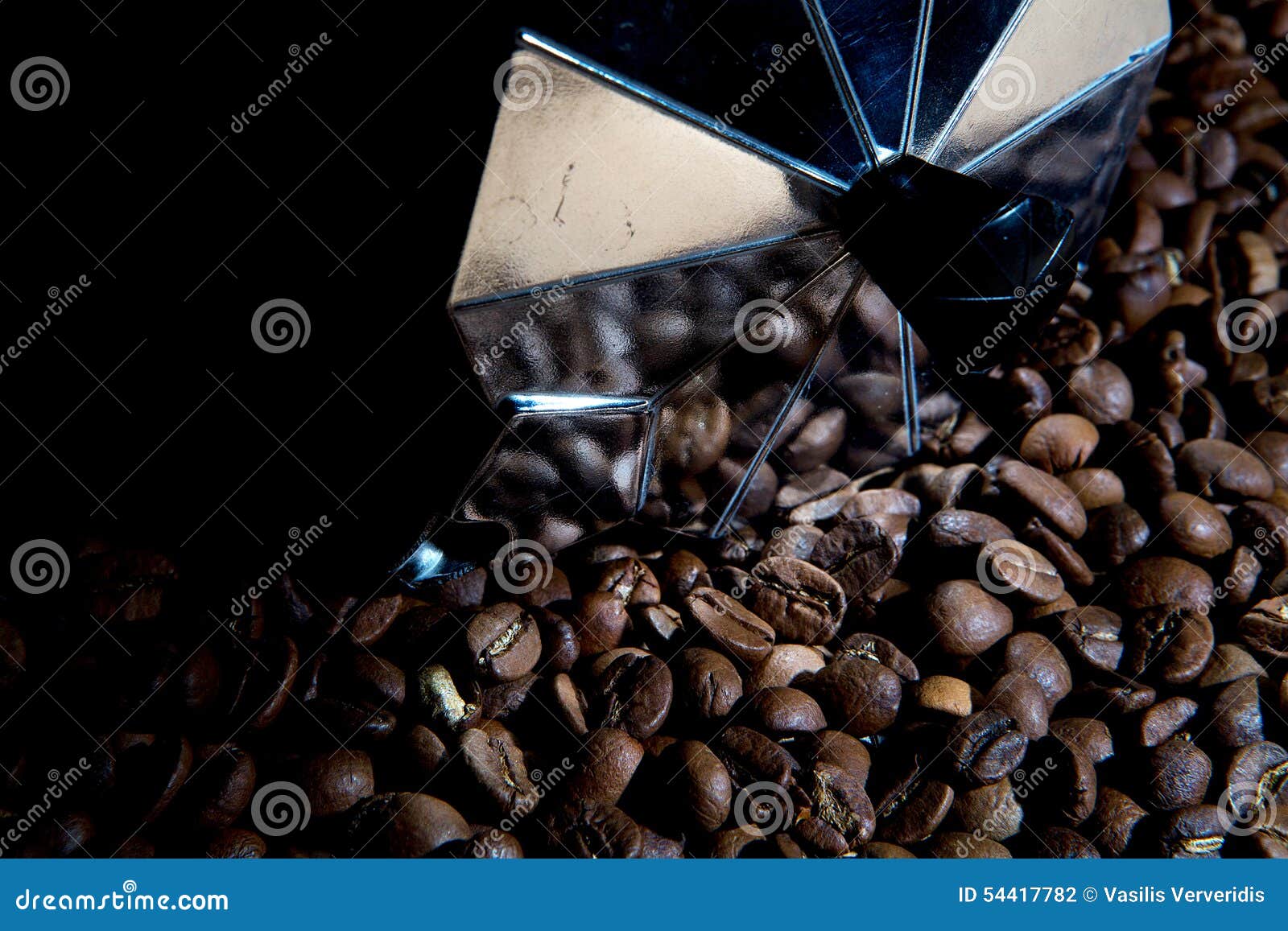 Classical Italian Coffee Maker Pot with Coffee Beans Stock Photo ...