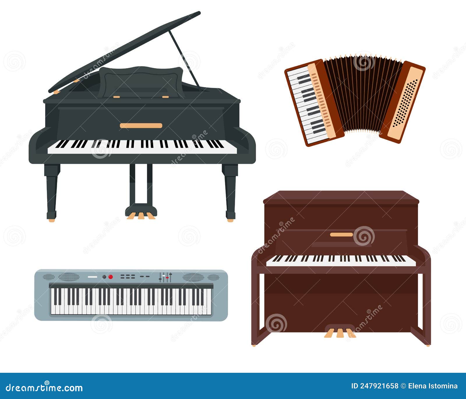 Classical Keyboard Musical Instruments Set of Icons. Stock Vector ...