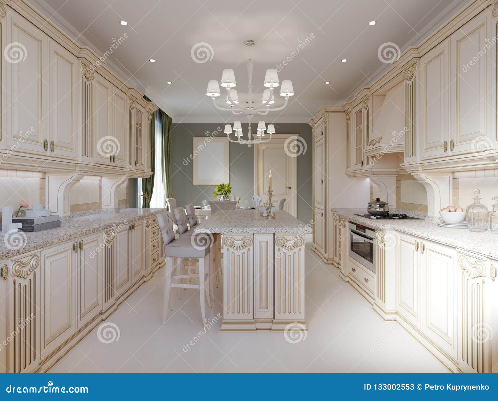 Classical Kitchen with Luxury Elements Stock Illustration ...