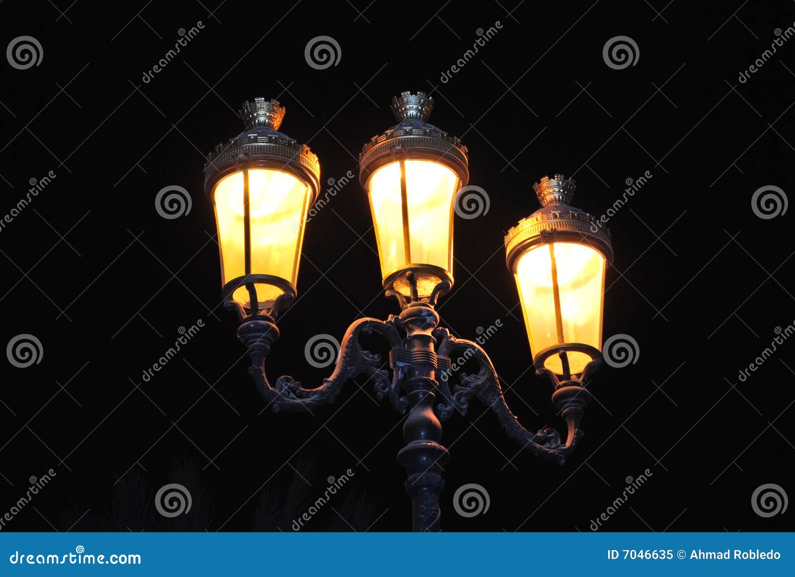 Classical Lamp Post stock image. Image of tall, three - 7046635