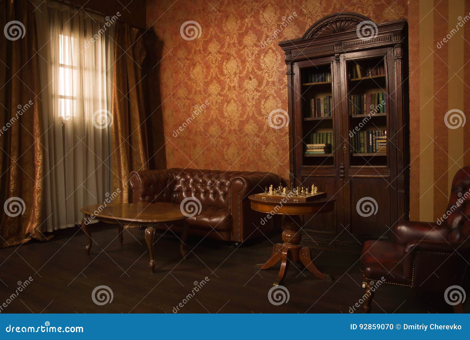 Classical library room stock photo. Image of living, retro - 92859070