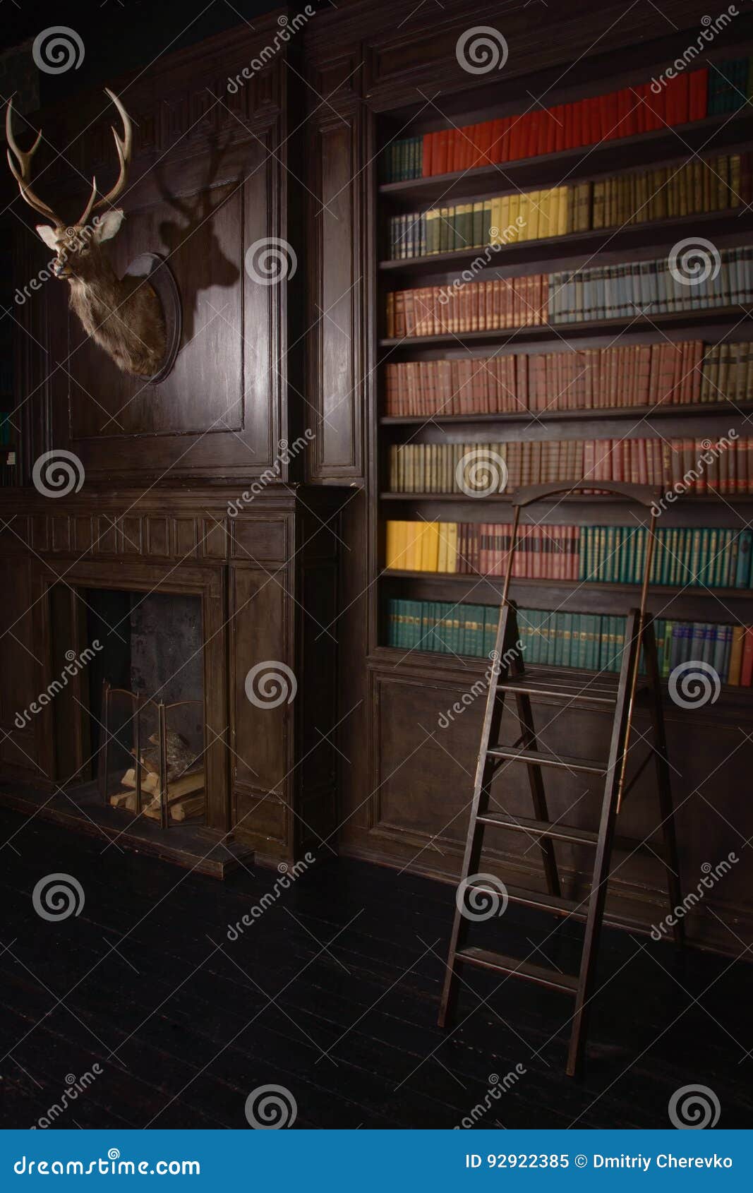 Classical Library Room in the Victorian Style Stock Image - Image of ...
