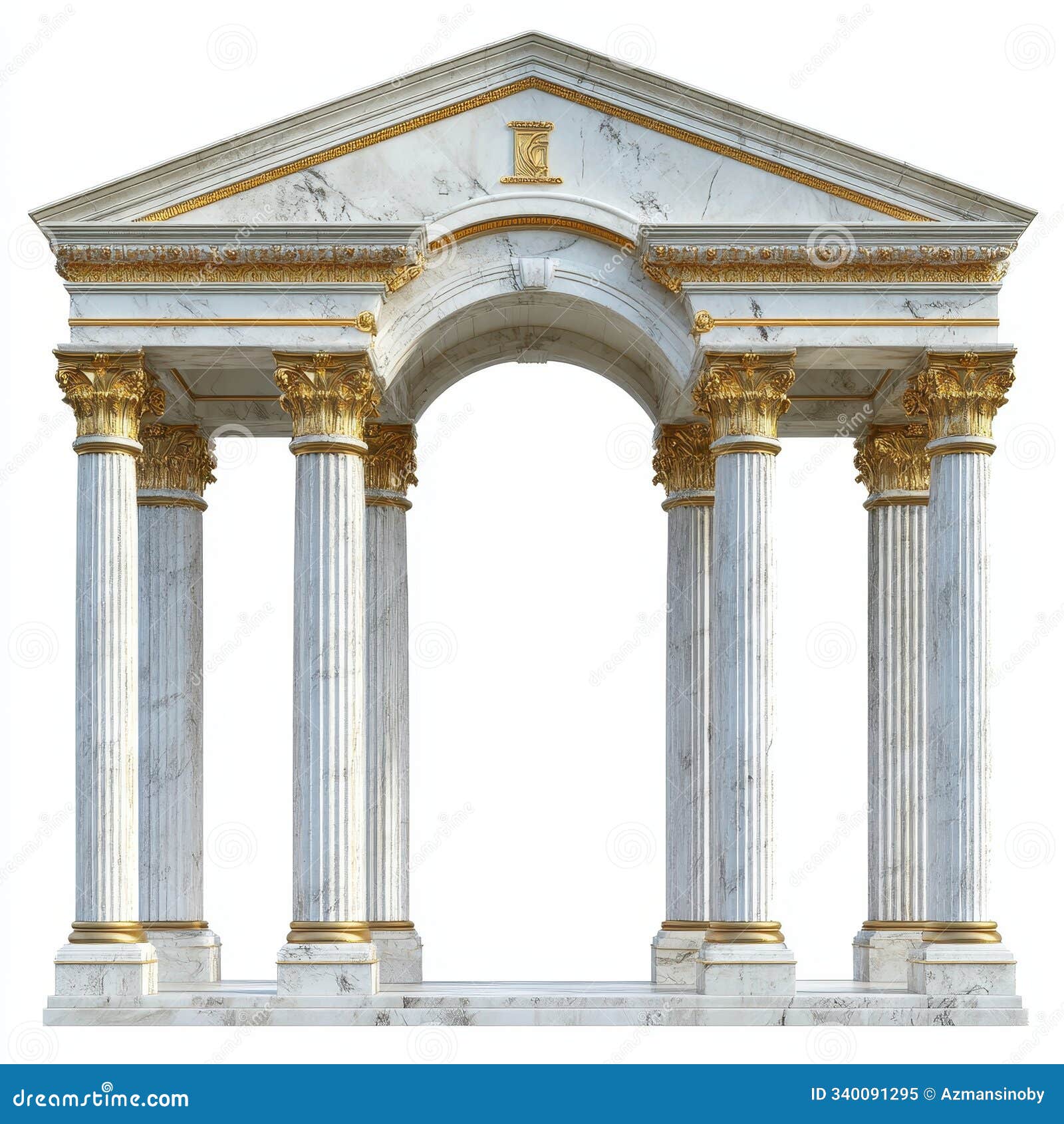 A Classical Marble Structure with Golden Accents and Columns ...