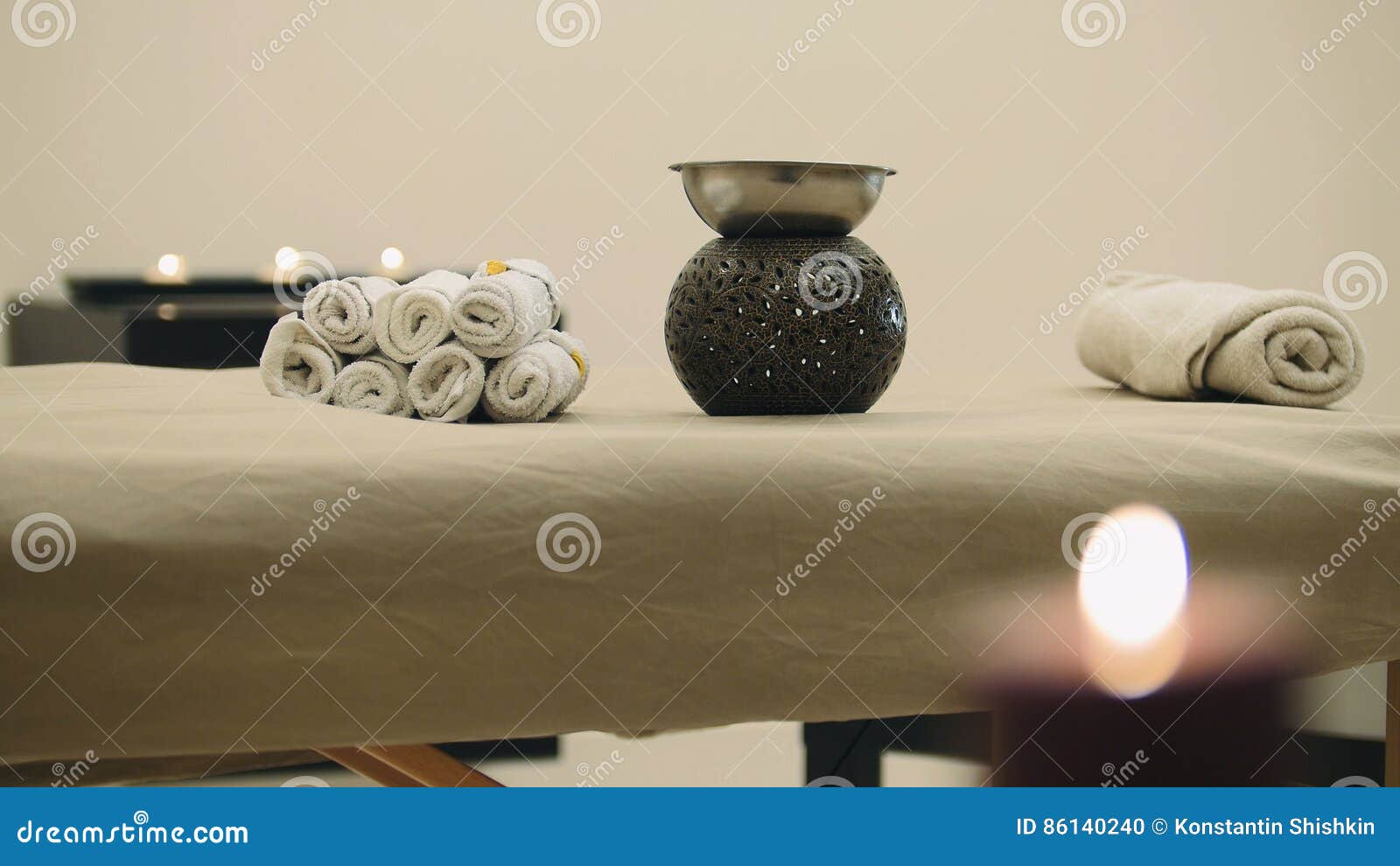 Classical Massage Table - Place for Relaxation Stock Photo - Image of ...