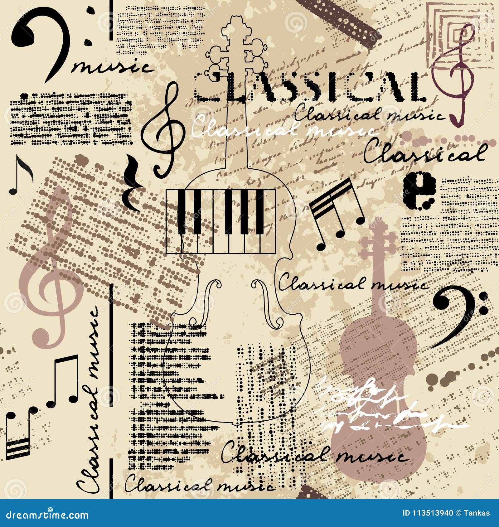 Classical music backhround stock vector. Illustration of collage ...
