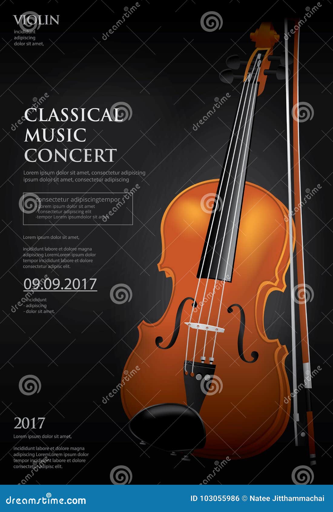 The Classical Music Concept Violin Stock Vector - Illustration of retro ...