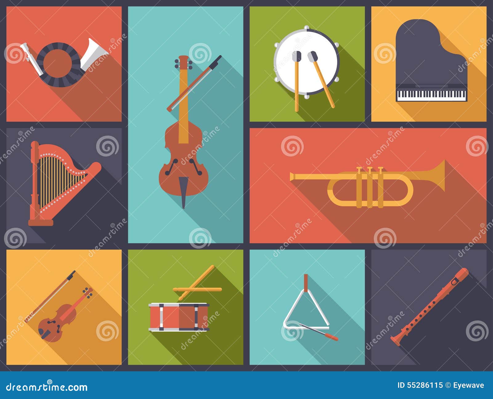 Classical Music Instruments Flat Icons Vector Illustration Stock Vector ...