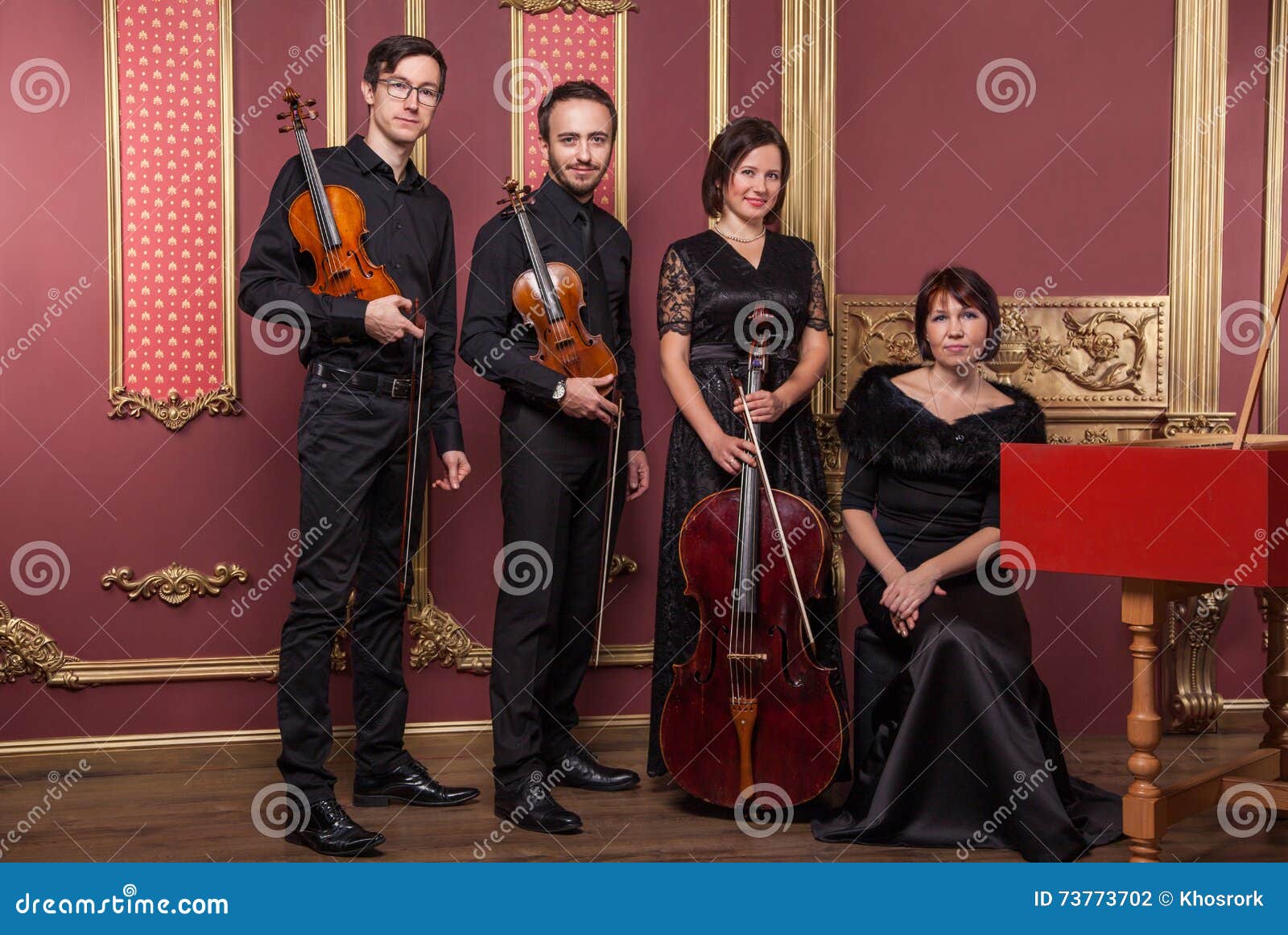 Classical Music Quartet Posing after the Concert. Stock Photo - Image ...