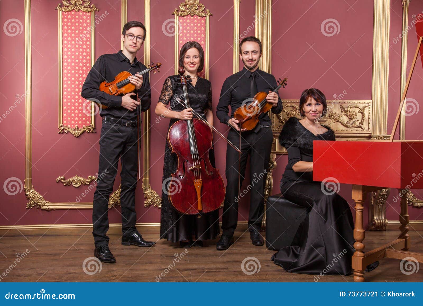 Classical Music Quartet Posing after the Concert. Stock Image - Image ...