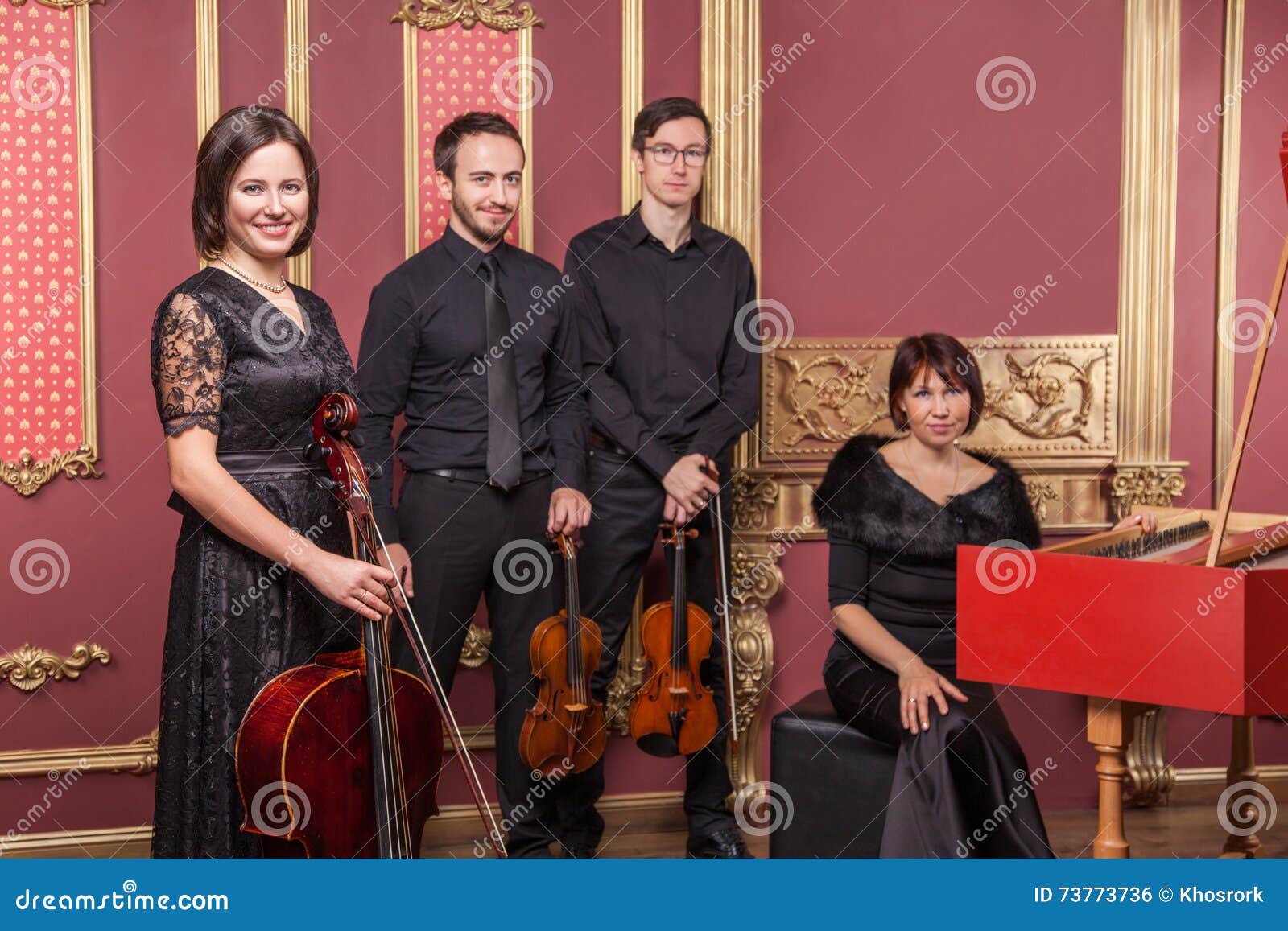 Classical Music Quartet Posing after the Concert. Stock Photo - Image ...