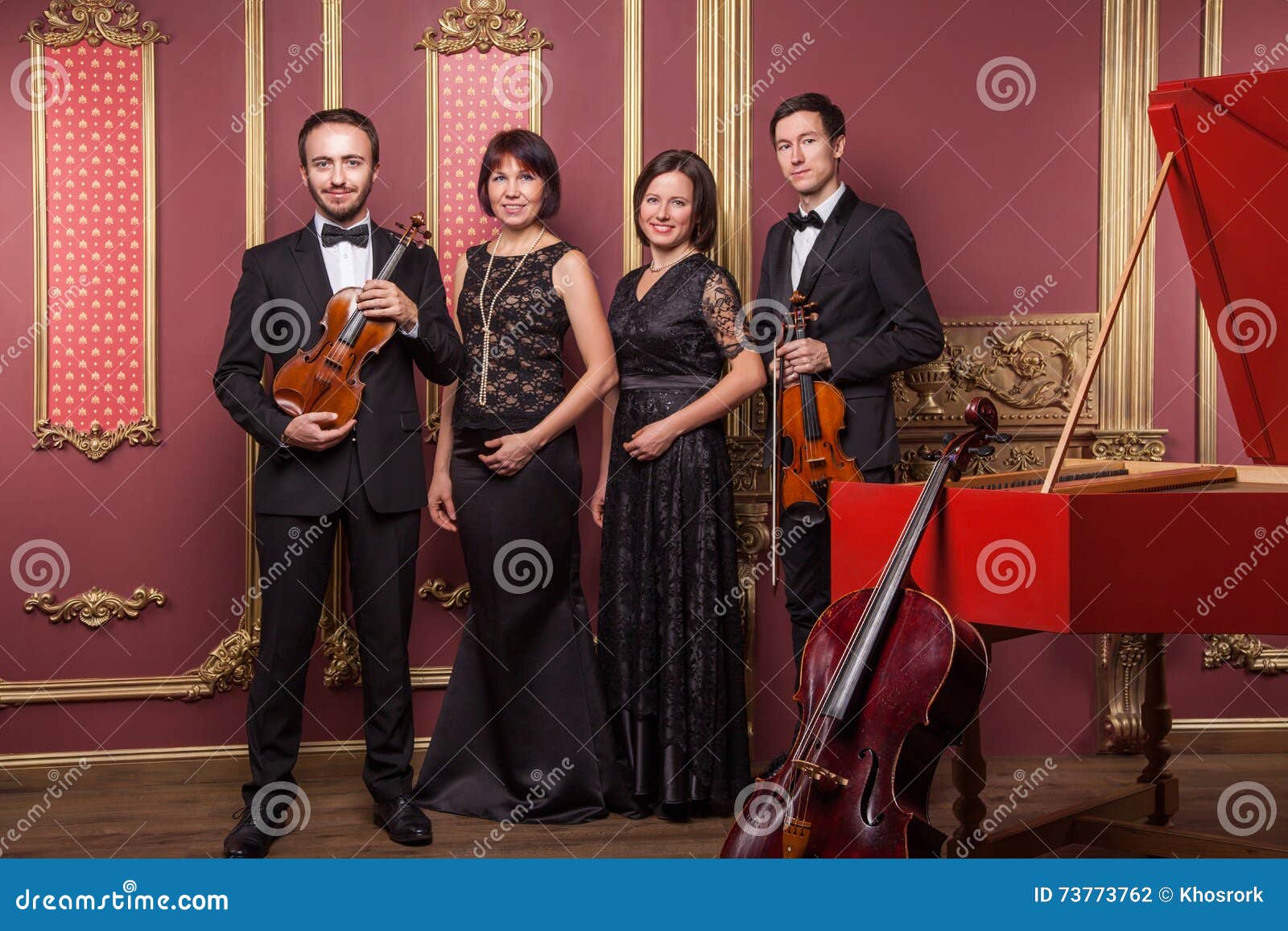 Classical Music Quartet Posing after the Concert. Stock Photo - Image ...