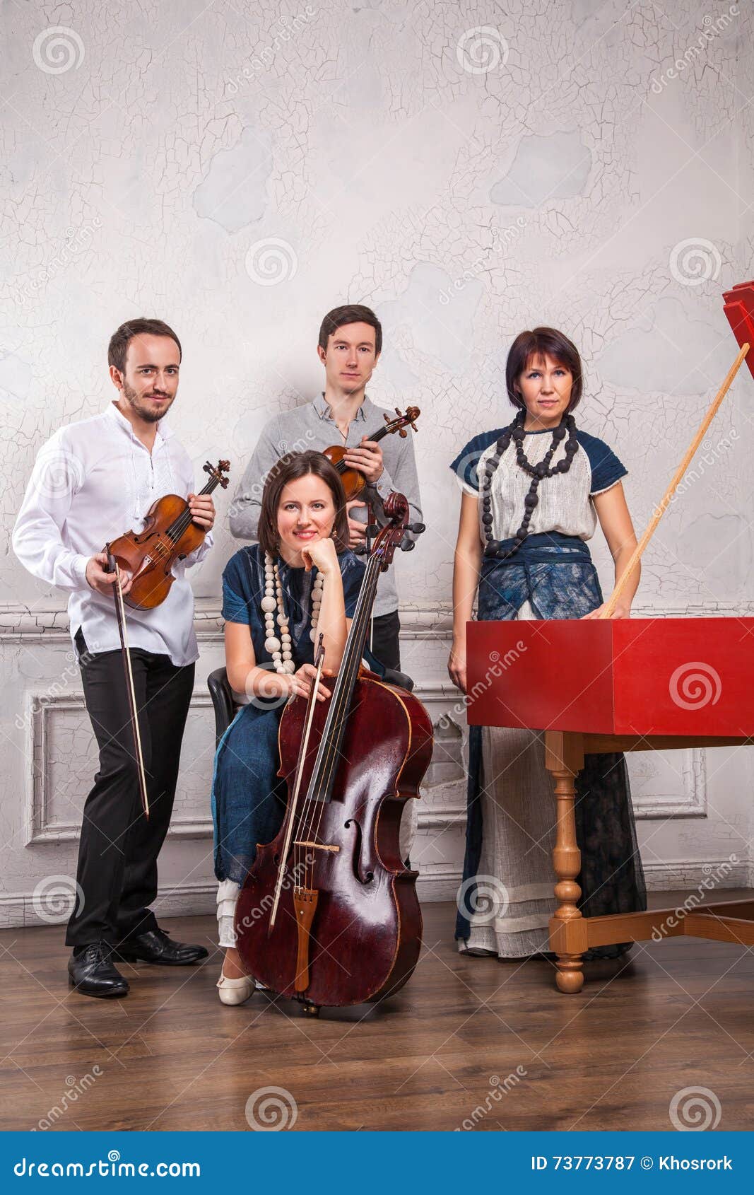 Classical Music Quartet Posing after the Concert. Stock Image - Image ...