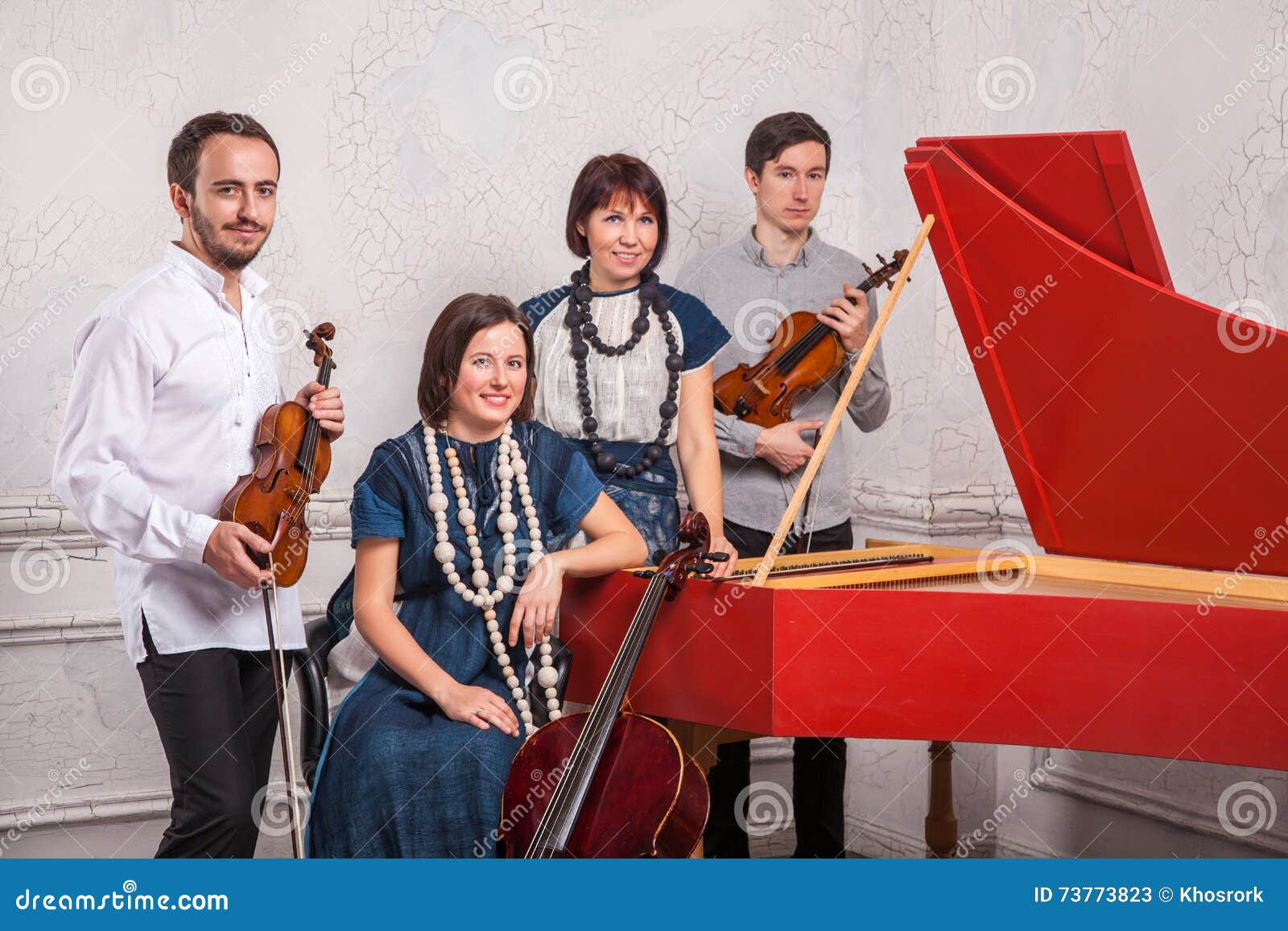 Classical Music Quartet Posing after the Concert. Stock Image - Image ...