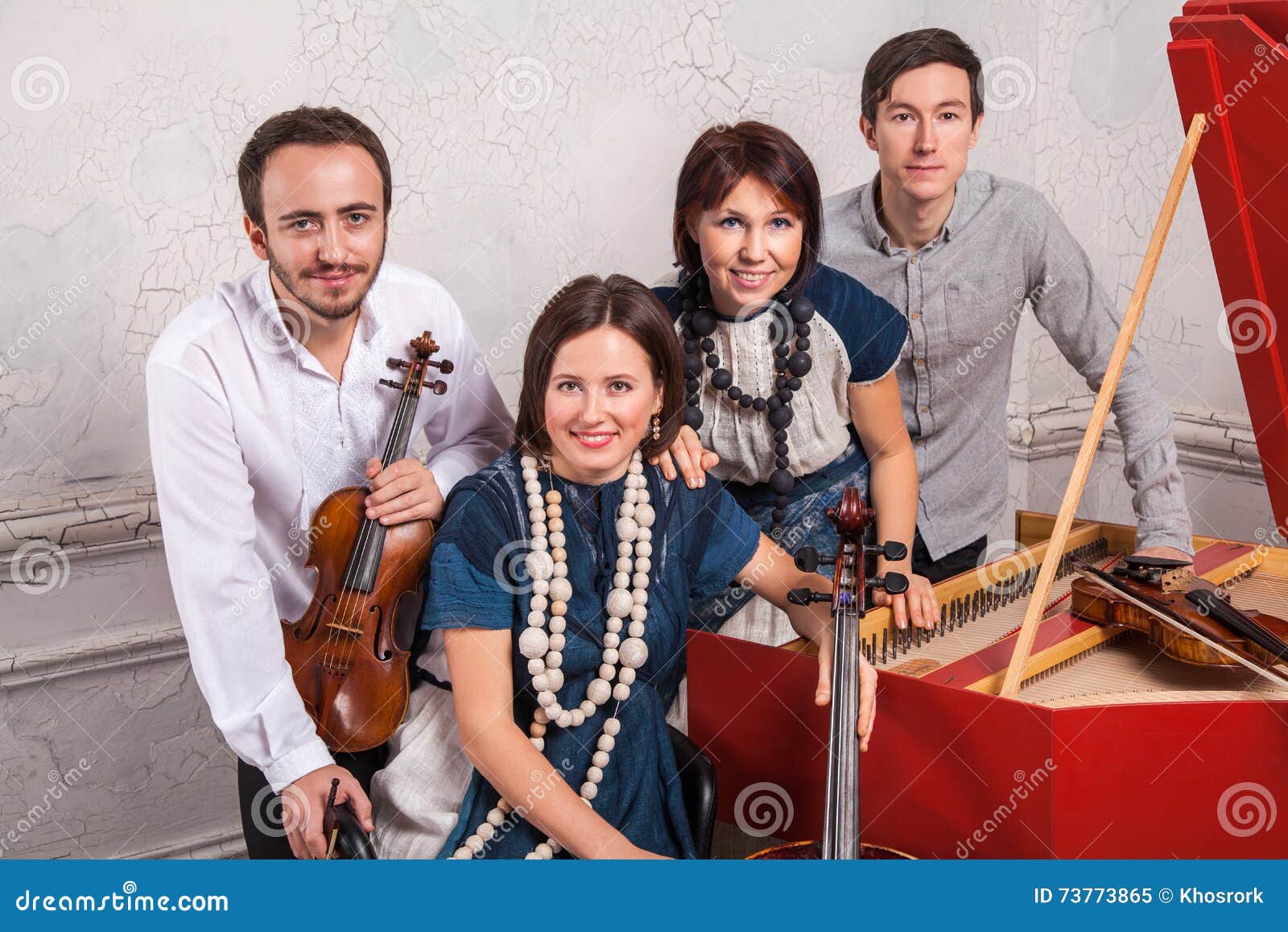 Classical Music Quartet Posing after the Concert. Stock Image - Image ...