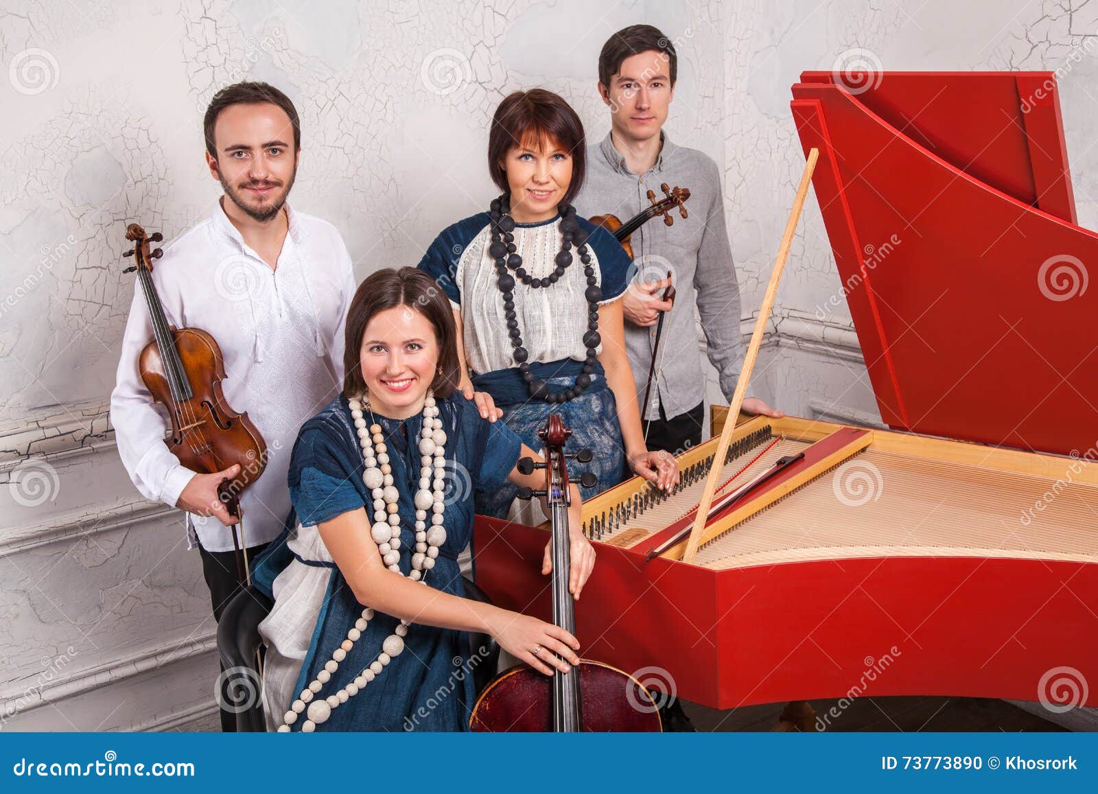 Classical Music Quartet Posing after the Concert. Stock Photo - Image ...