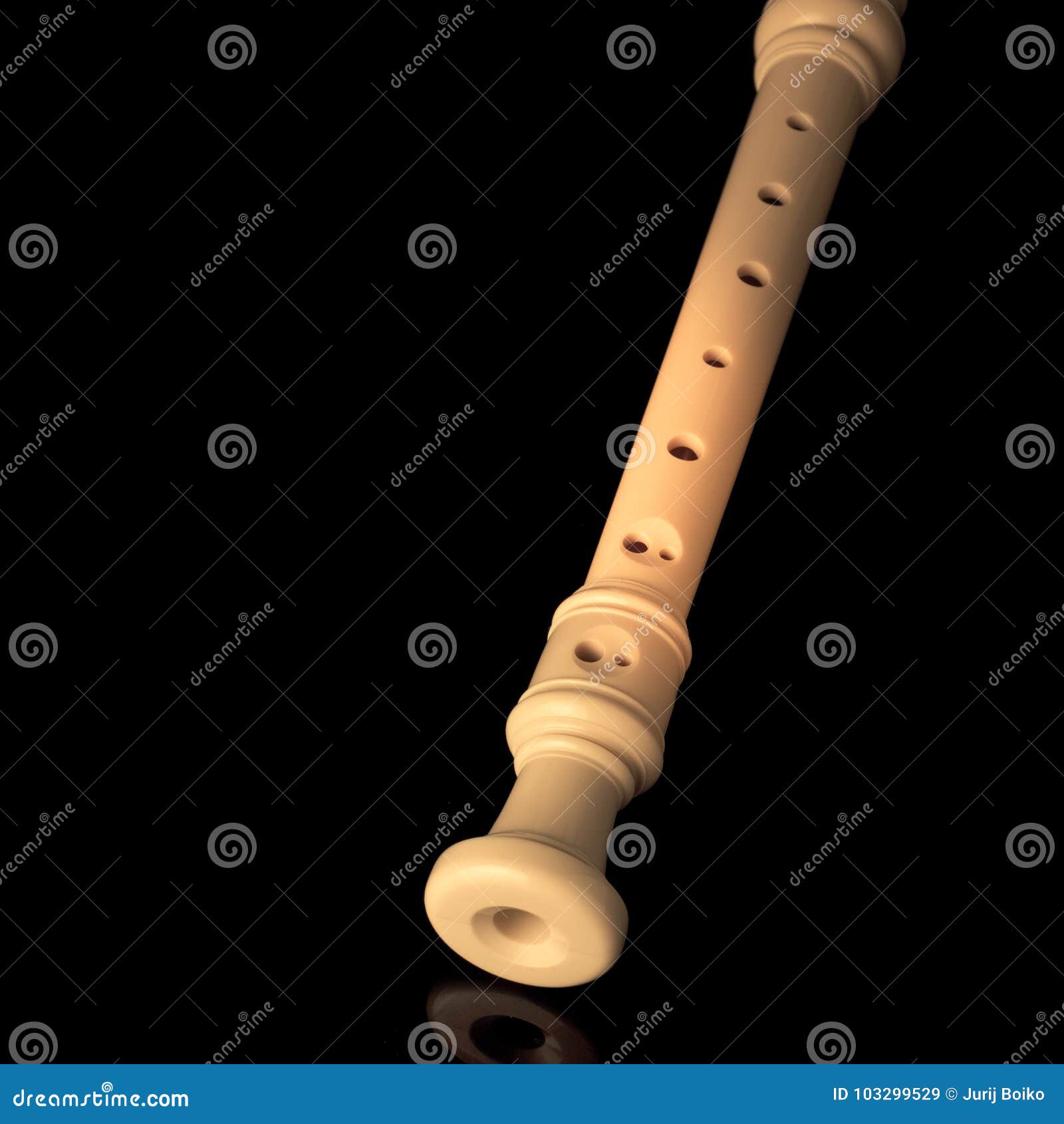 Classical Musical Instrument is the Block Flute on Black Background ...