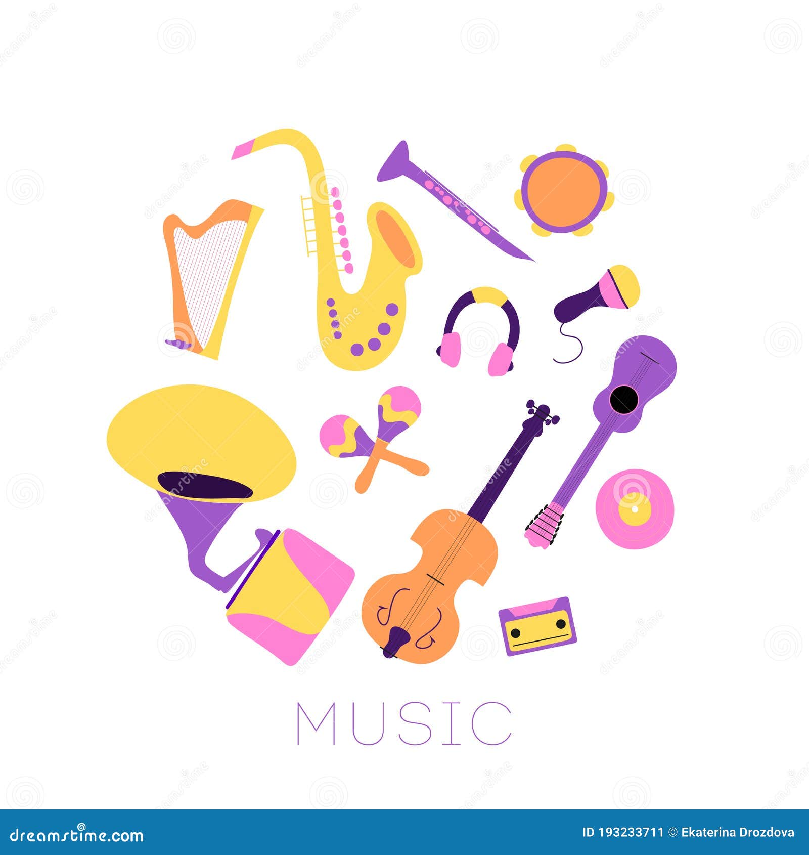 Classical Musical Instruments Circle Composition. Abstract Geometry ...