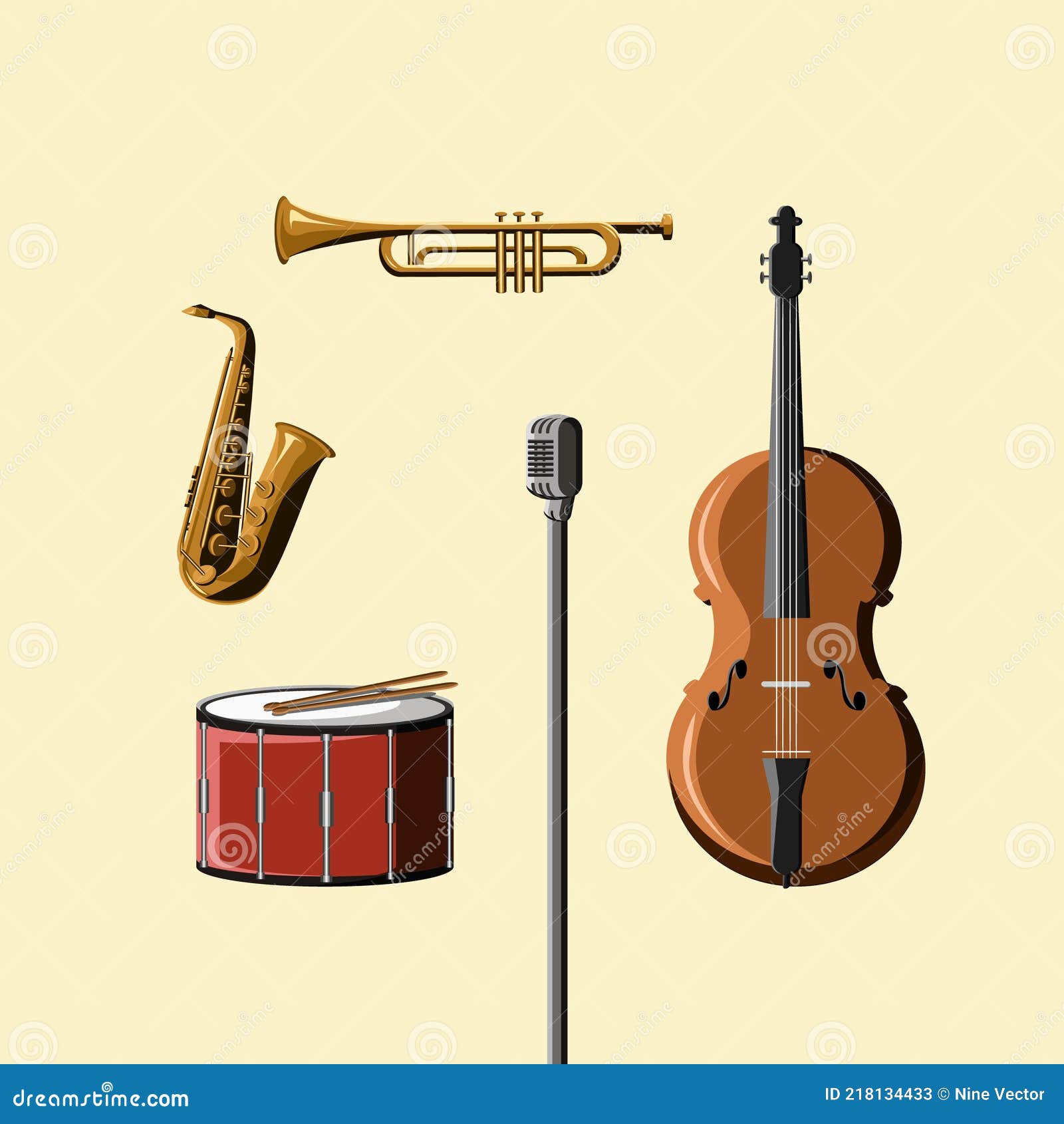 Classical Musical Instruments Full Set of Vector Illustration Stock ...