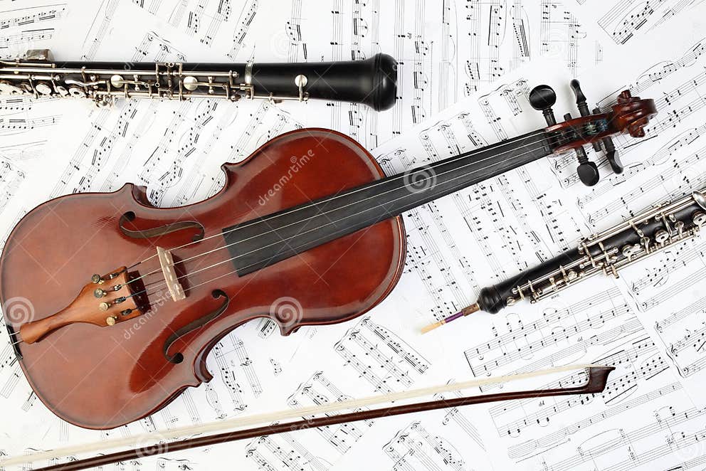Classical Musical Instruments Notes Stock Photo - Image of oboe, group ...