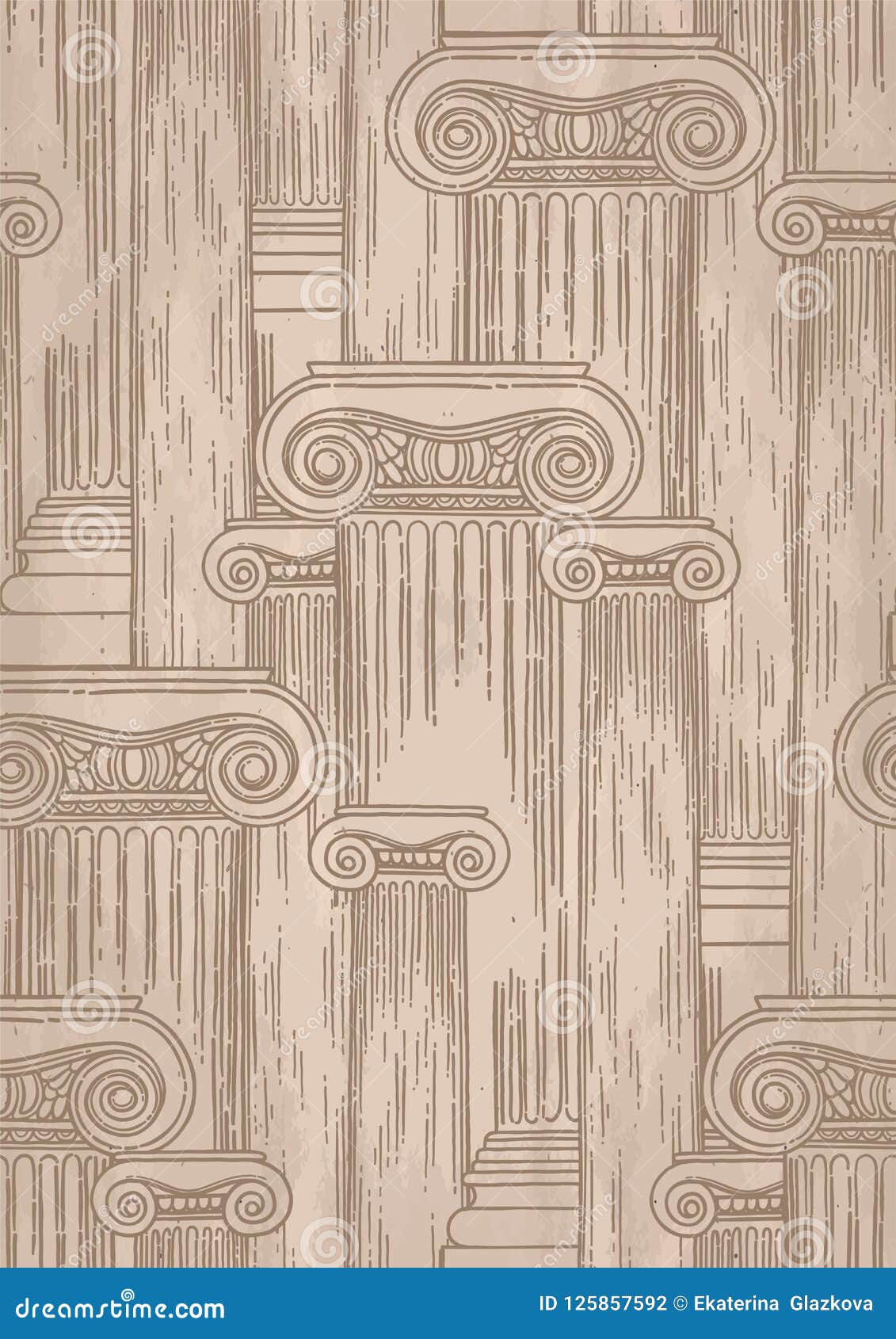 Classical Pattern of Ancient Columns Drawn in Engraving Technique Stock ...