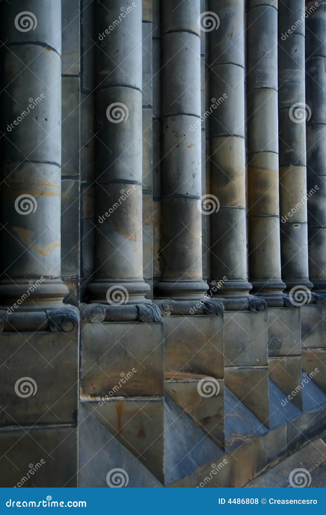 Classical Pillars in Perspective Stock Photo - Image of space, grey ...