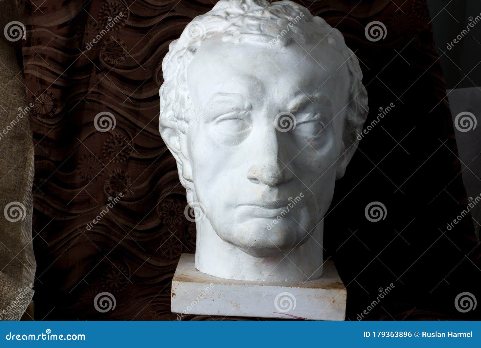 Classical Plaster Head Bust on Black Background Stock Photo - Image of ...
