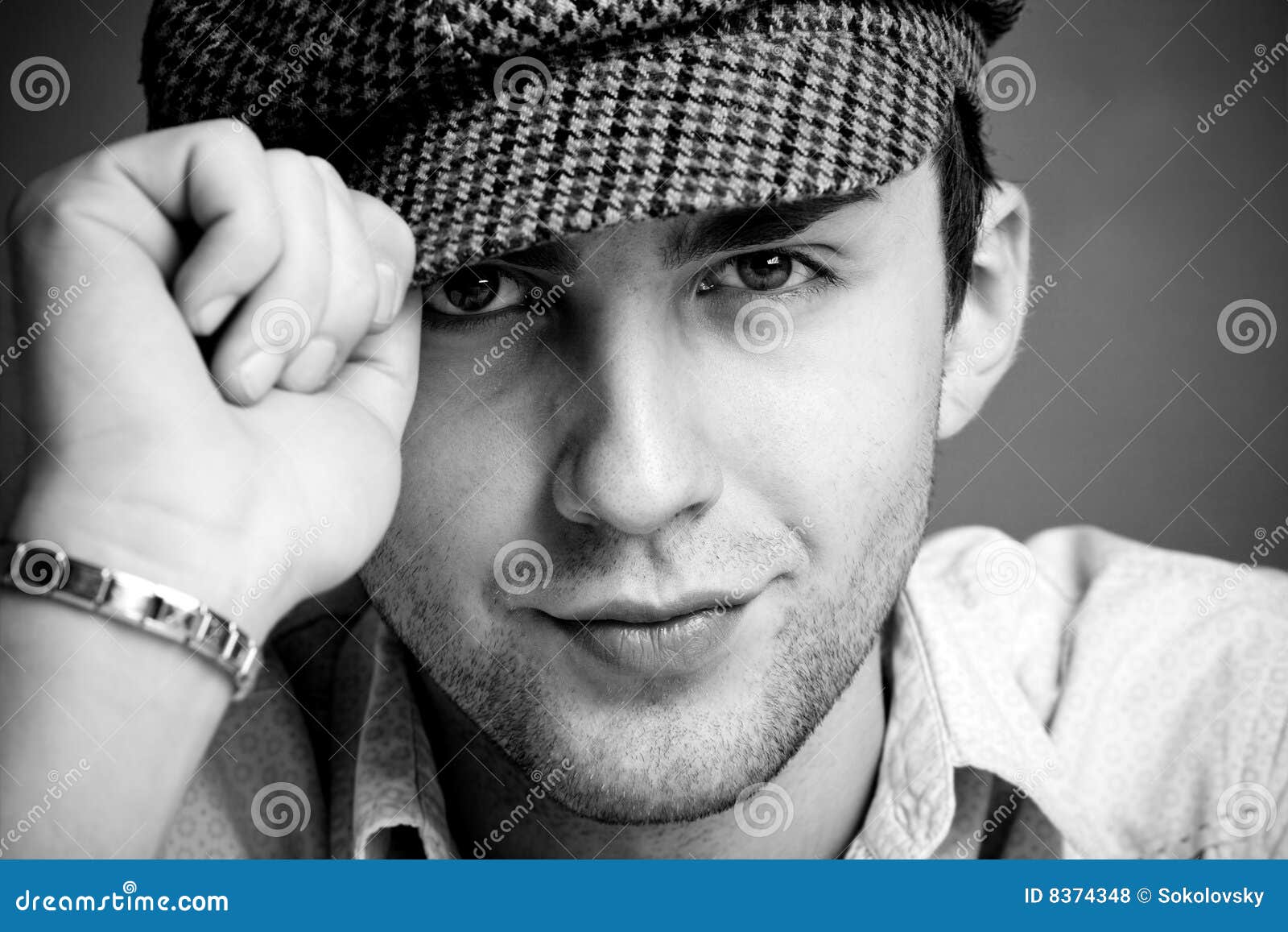 Classical Portrait of Man in Peaked Cap Stock Photo - Image of deep ...