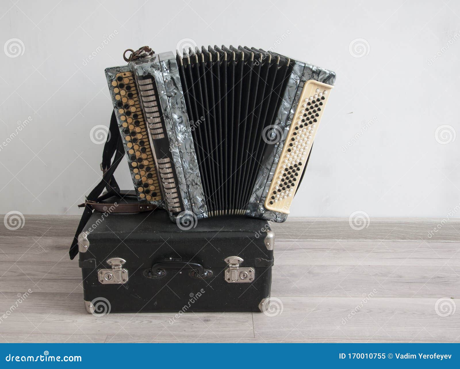 Old Musical Instrument Russian Bayan Stock Image - Image of white, keys ...