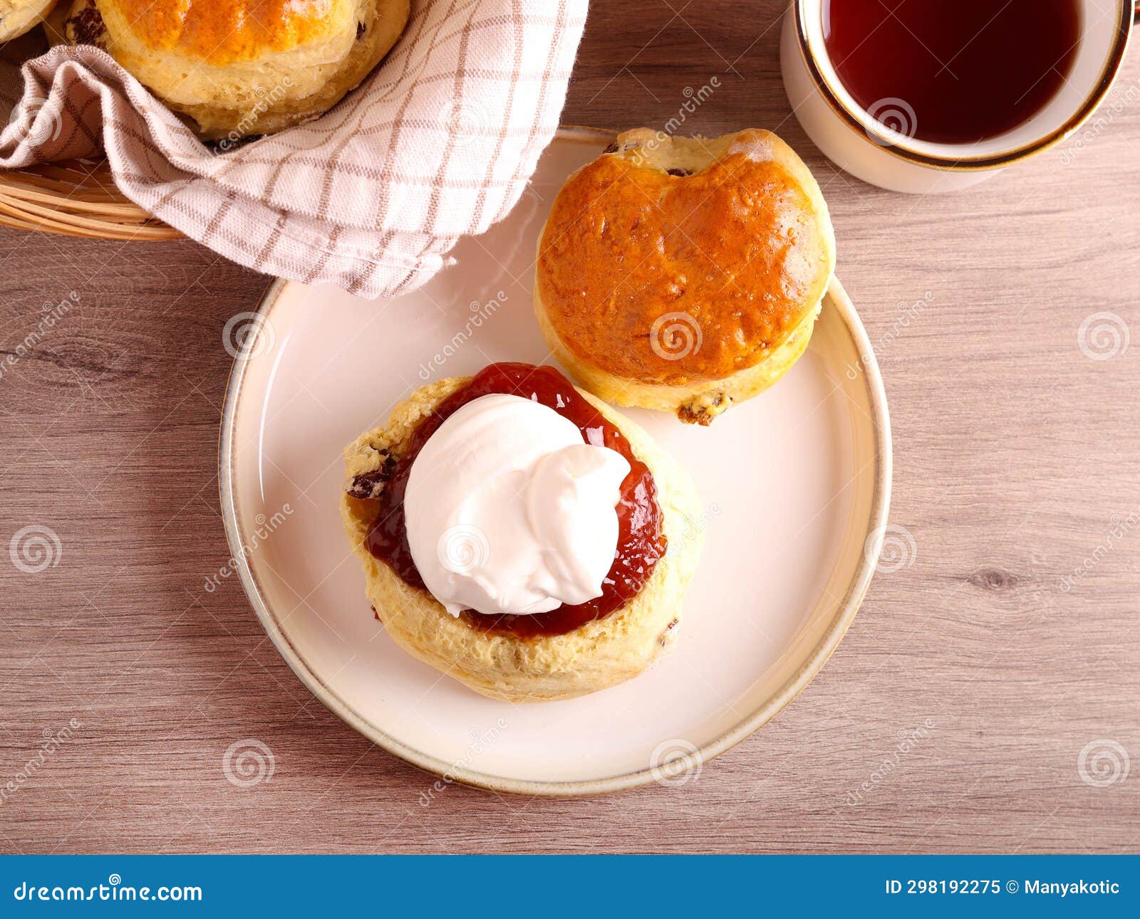 Classical Scones with Jam and Whipped Cream Stock Image - Image of ...