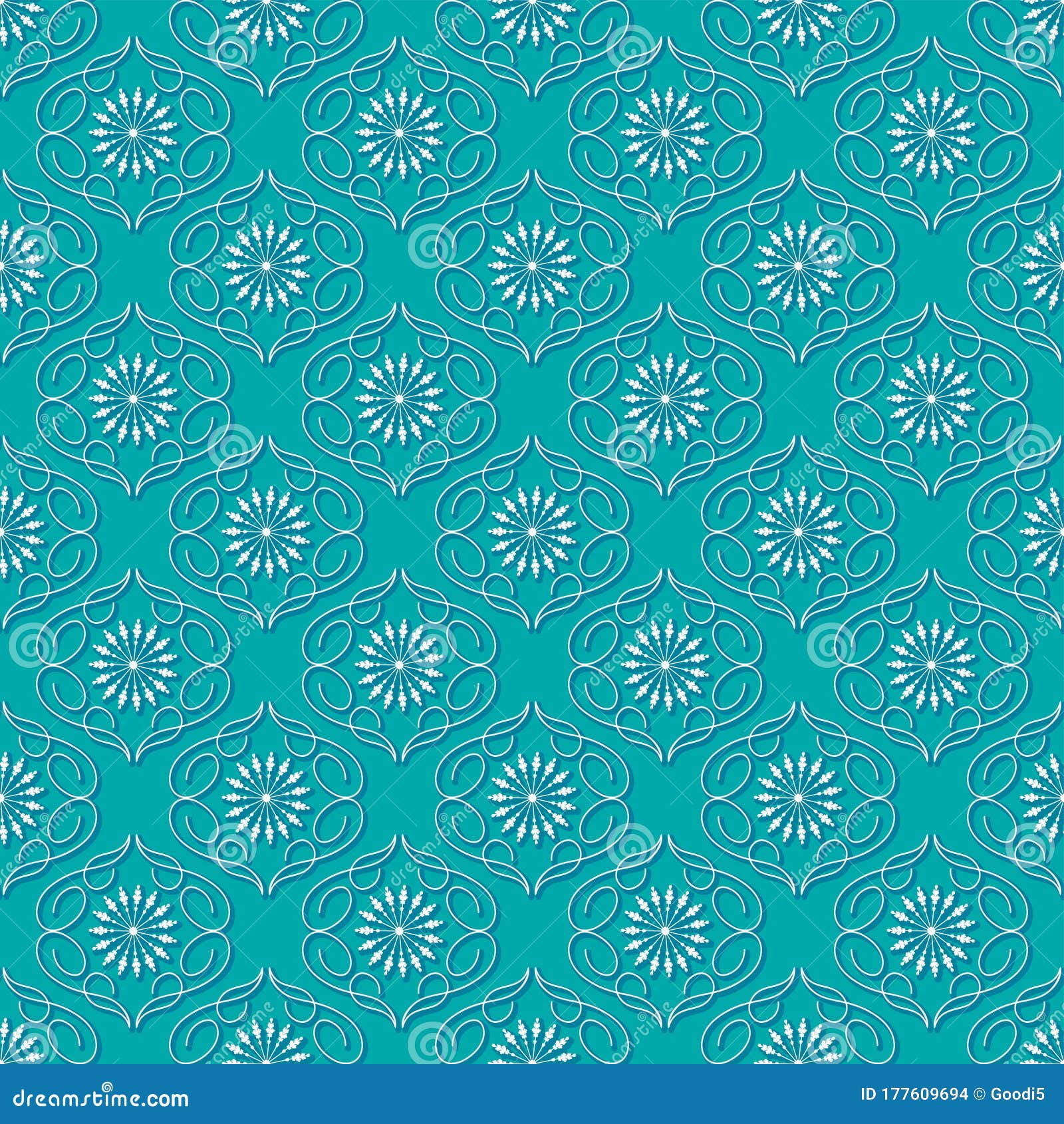 Classical Seamless Design Pattern in Teal Stock Vector - Illustration ...