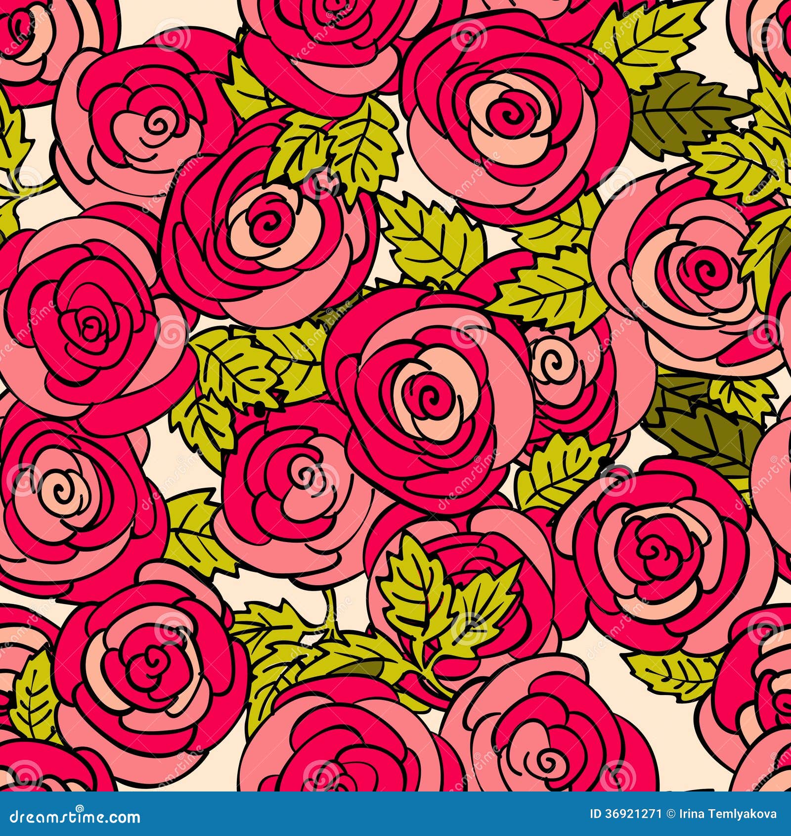 Classical Seamless Rose Pattern Stock Vector - Illustration of leaf ...