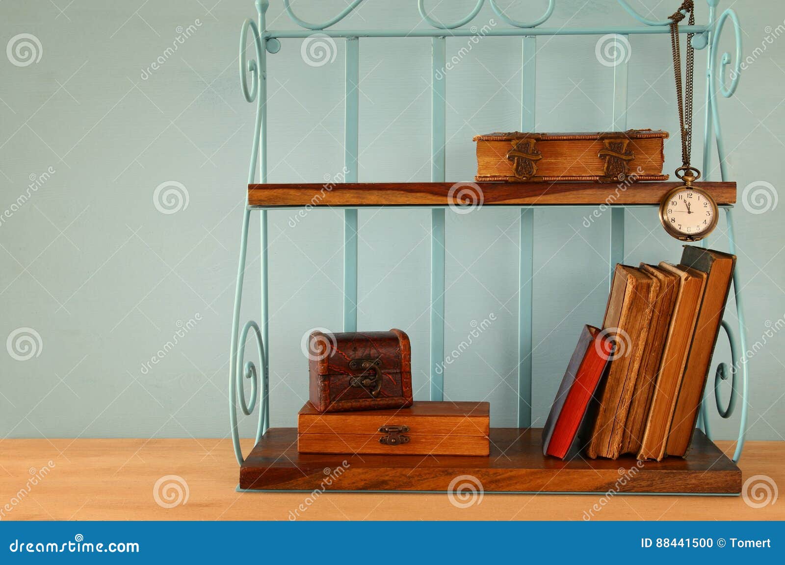 Classical Shelf with Vintage Male Objects Stock Photo - Image of ...