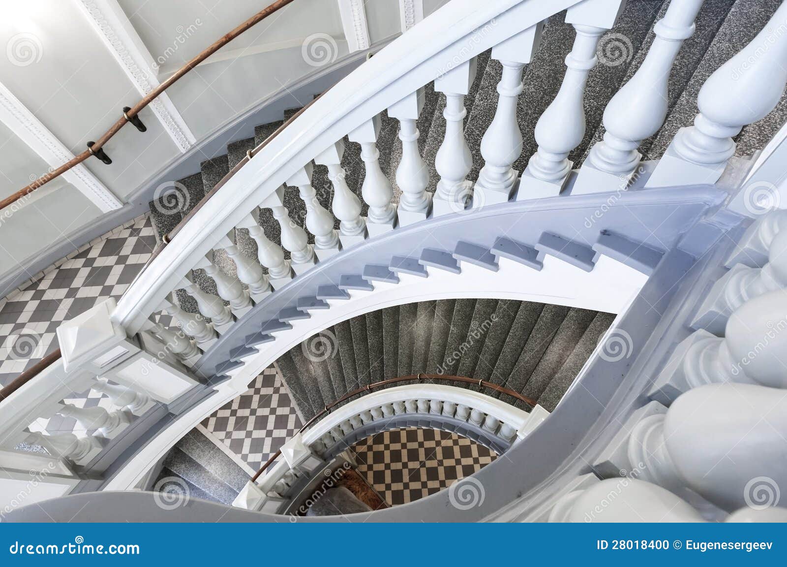 Classical Stairs with Balusters Stock Photo - Image of curve ...