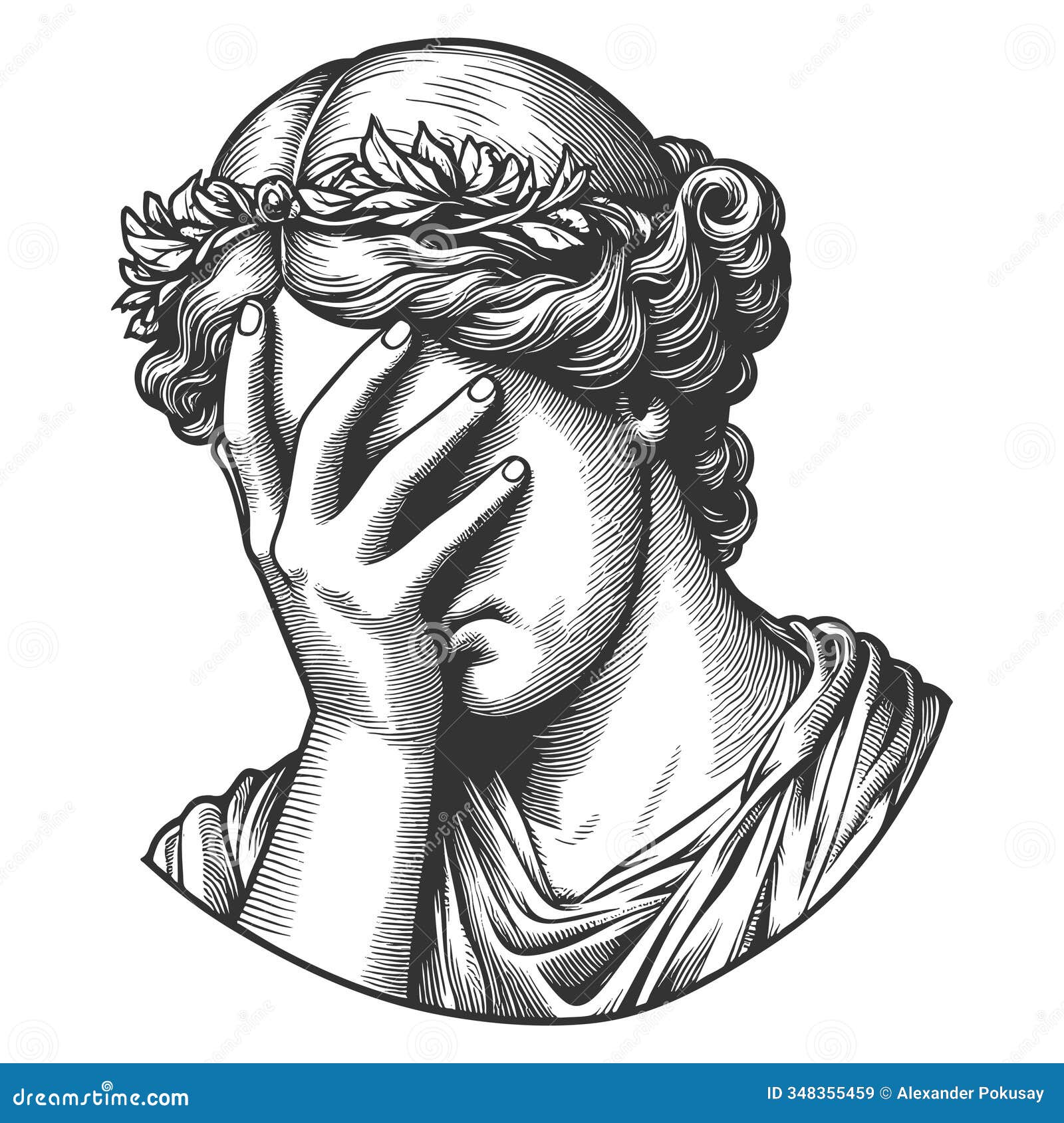 Classical Statue Facepalm Engraving Sketch Vector Stock Vector ...