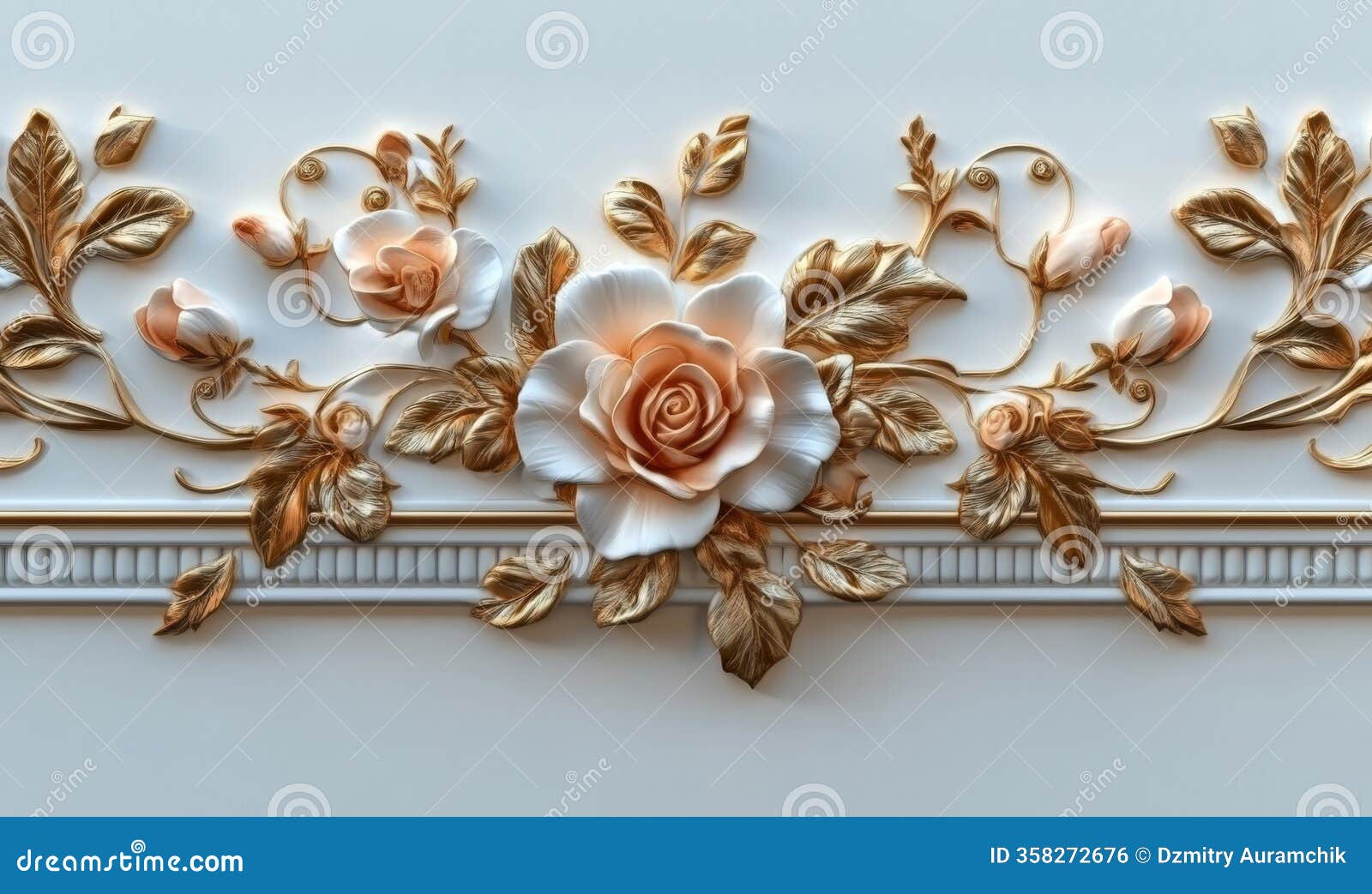 A Classical-style Wall Decoration Featuring an Ornate Frame and a White ...