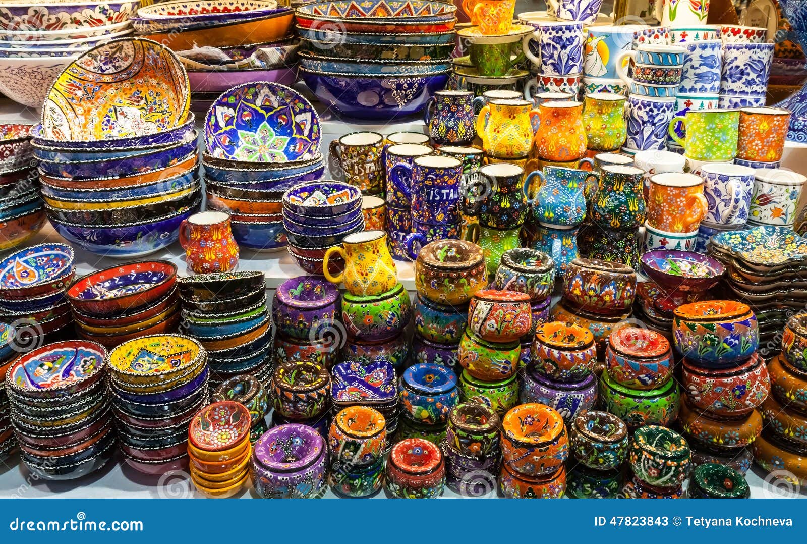 Classical Turkish Ceramics on the Market Stock Image - Image of ...