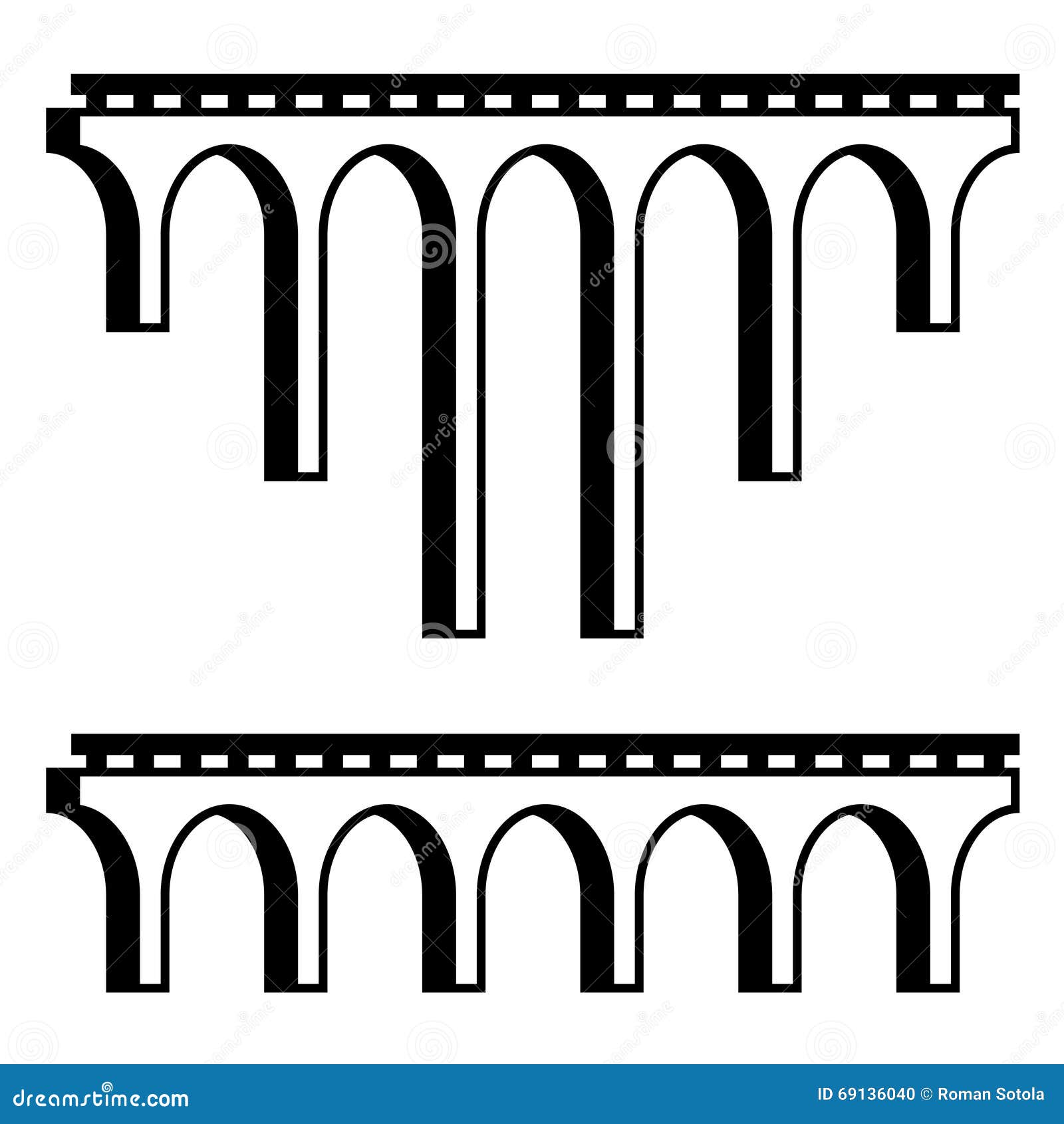 Classical Viaduct Bridge Black Symbol Stock Vector - Illustration of ...