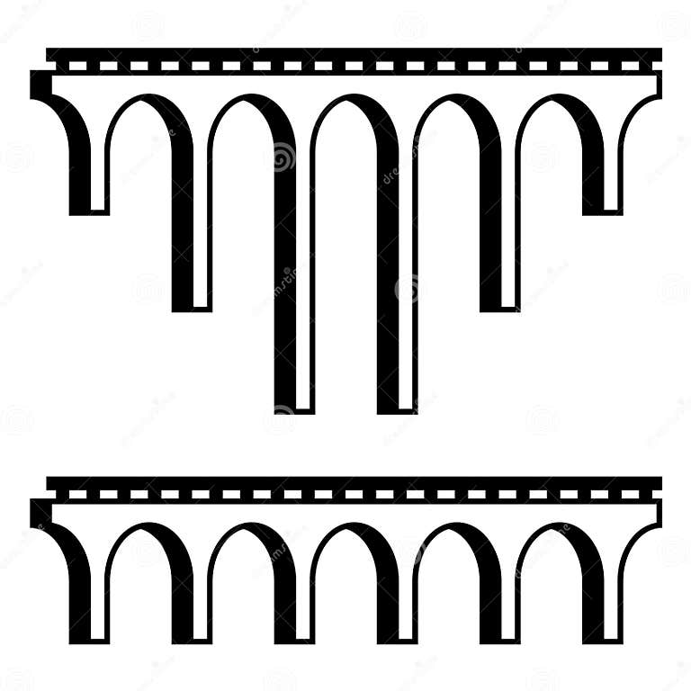 Classical Viaduct Bridge Black Symbol Stock Vector - Illustration of ...