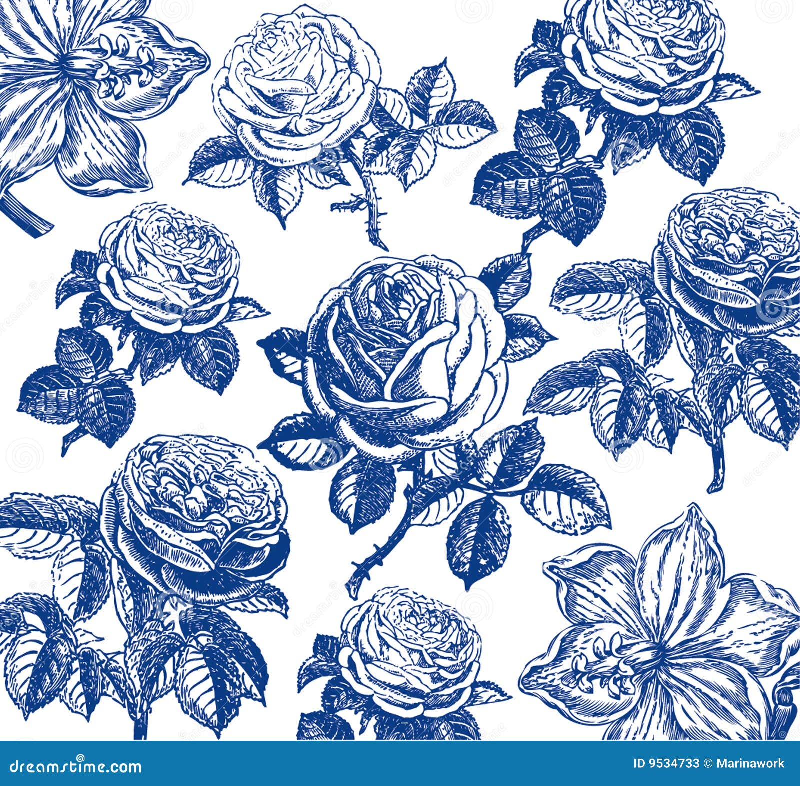 Classical Wall-paper with a Flower Pattern. Stock Vector - Illustration ...