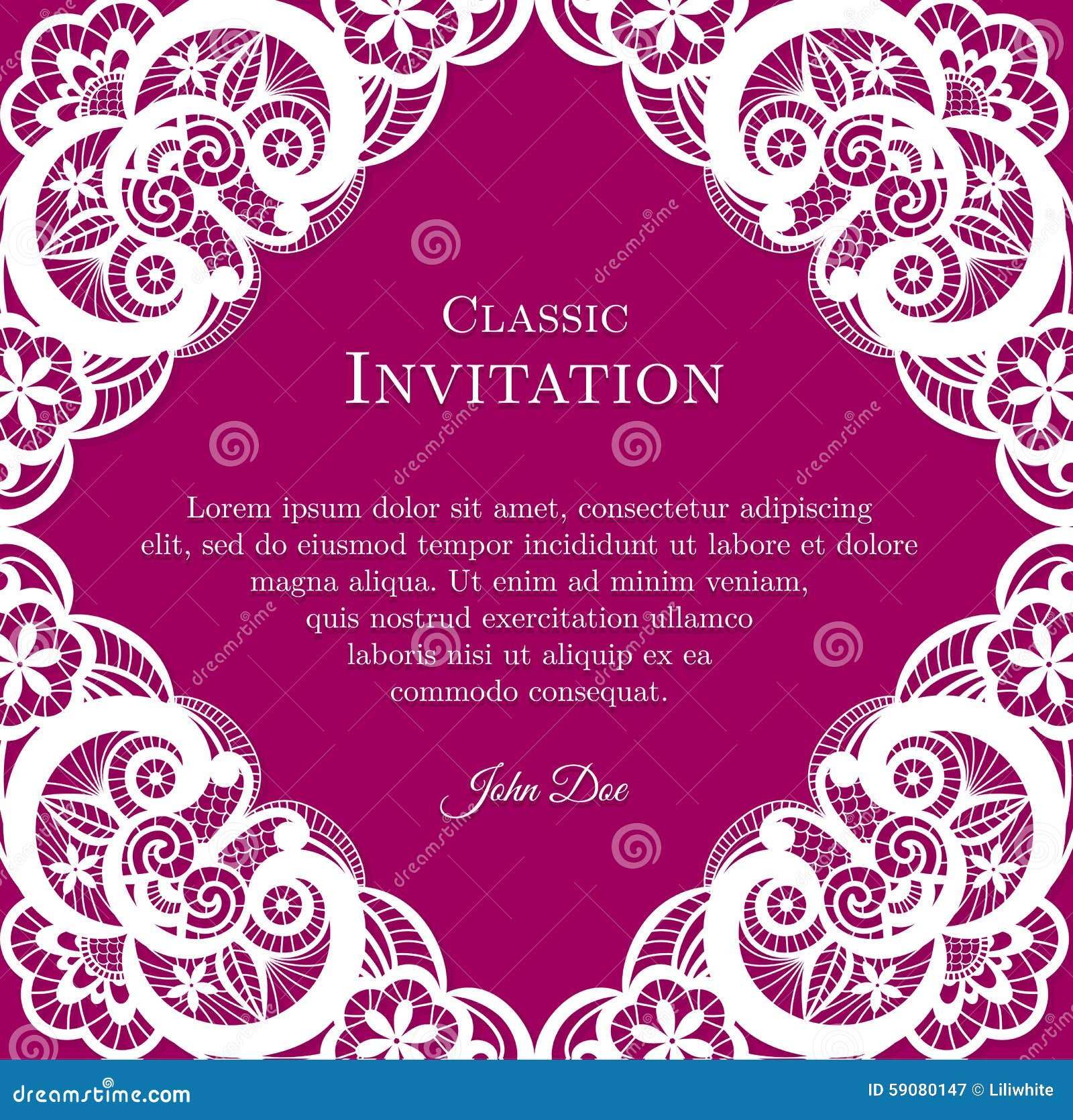 Classical Wedding Invitation Template with White L Stock Illustration ...